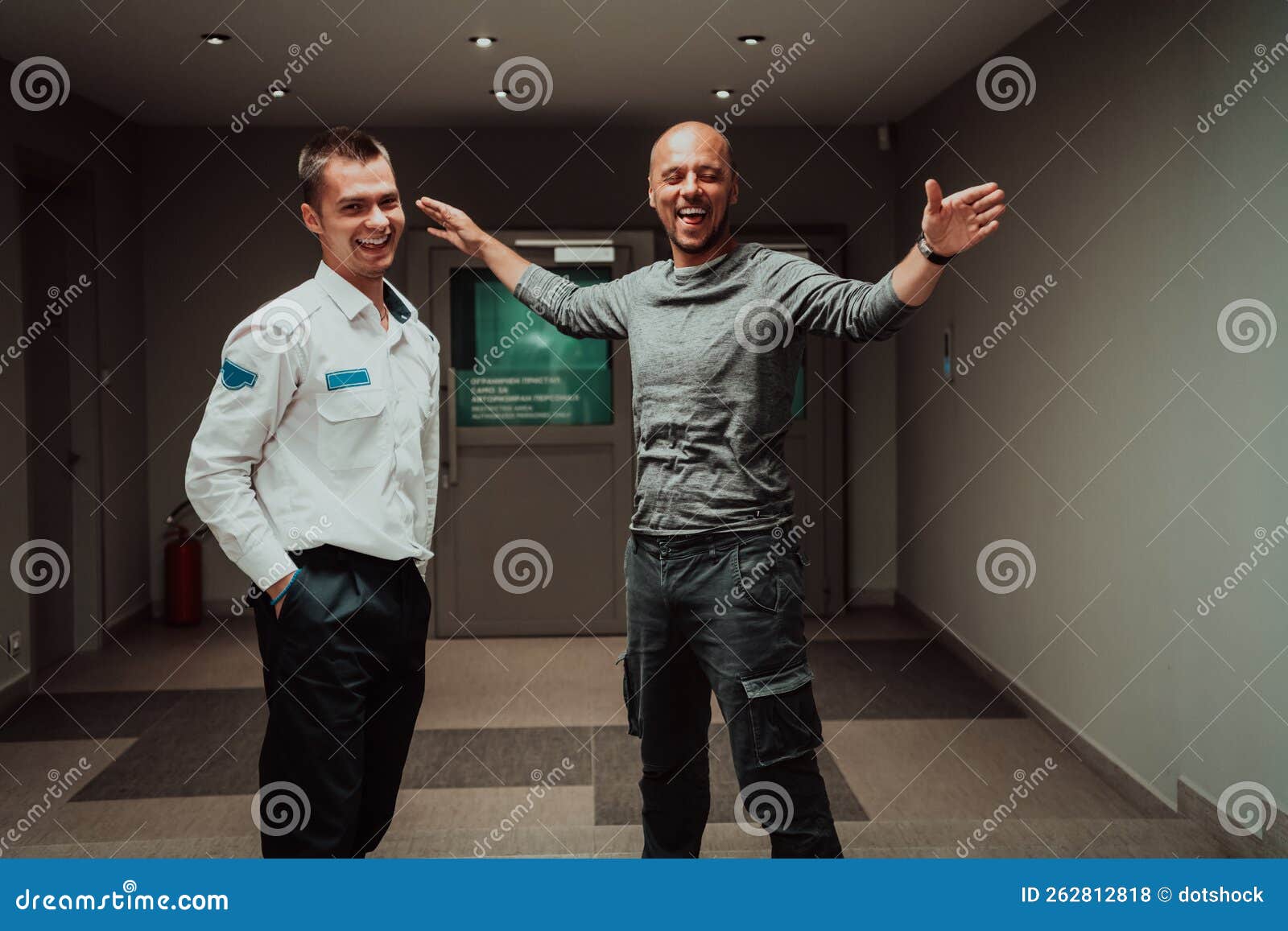 Security Guard Making Body Searching Procedure on Man for Finding ...