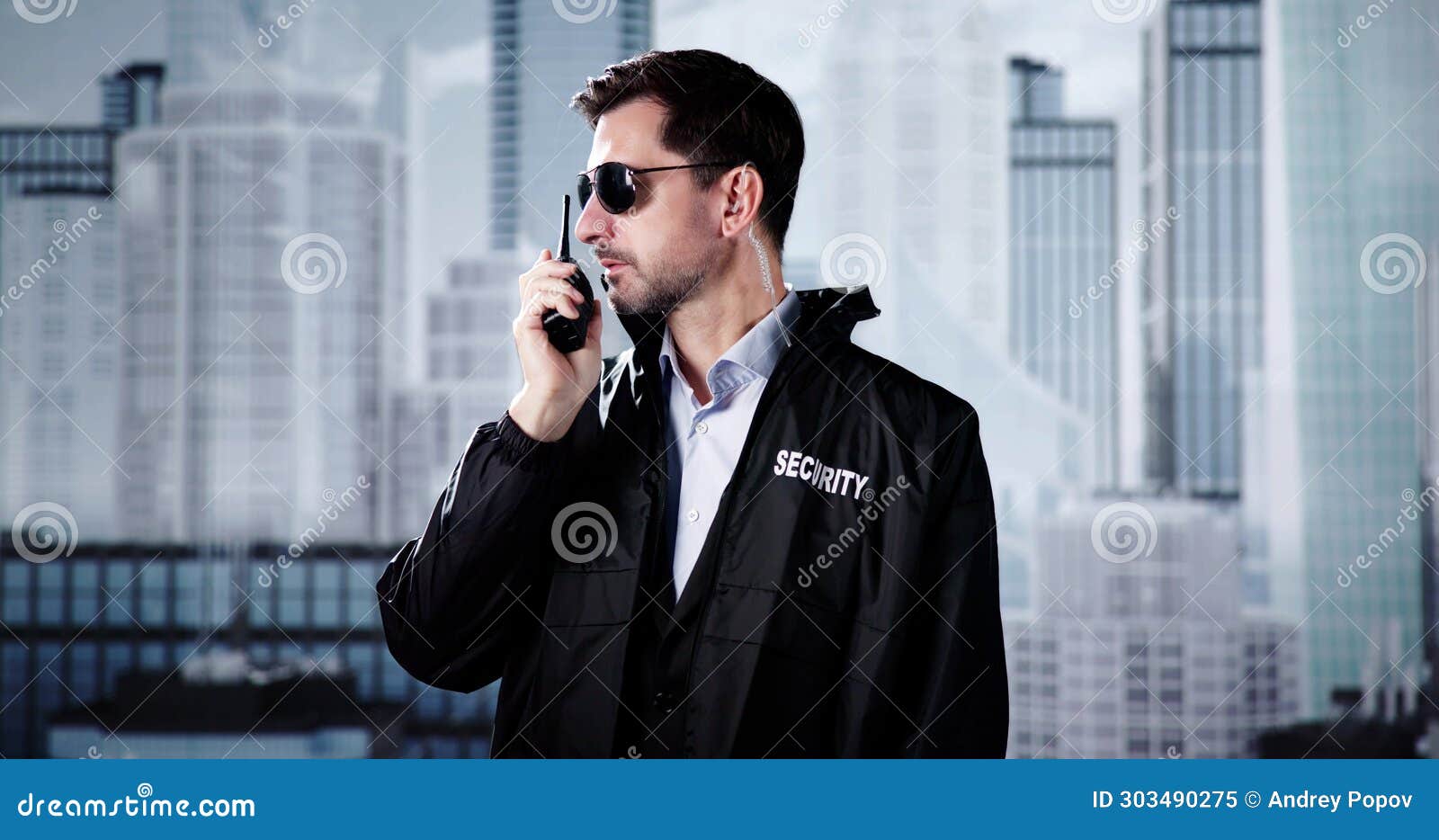 Security Guard Man Outside stock image. Image of outside - 303490275