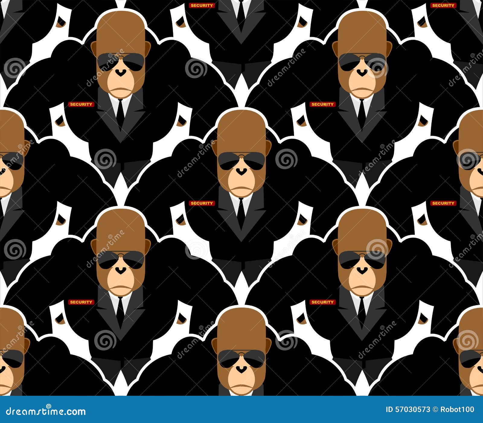 Security Guard Monkey Seamless Pattern. Bodyguards Gorilla Vecto Stock ...
