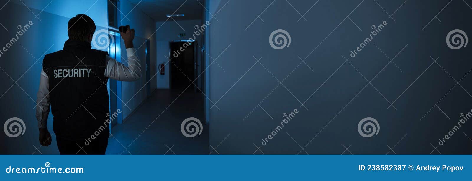Security Guard at Night with Flashlight Stock Image - Image of guard ...
