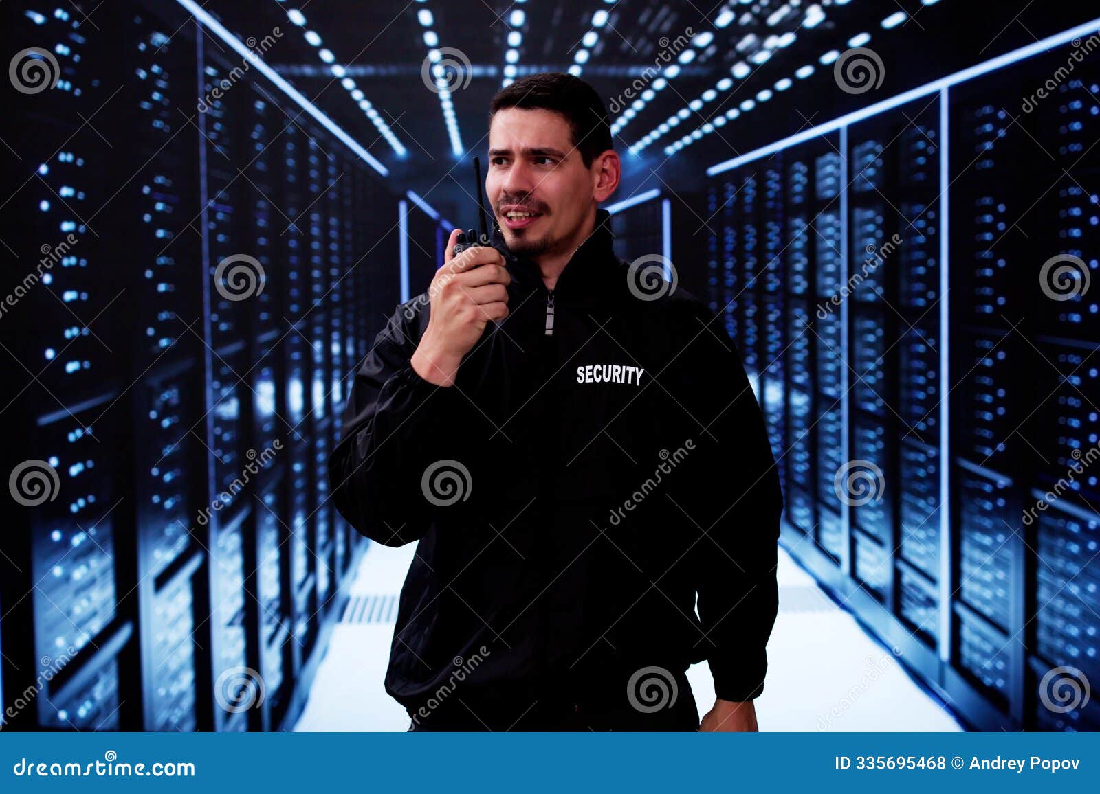 Security Guard Officer in Data Center Stock Photo - Image of radio, secure: 335695468