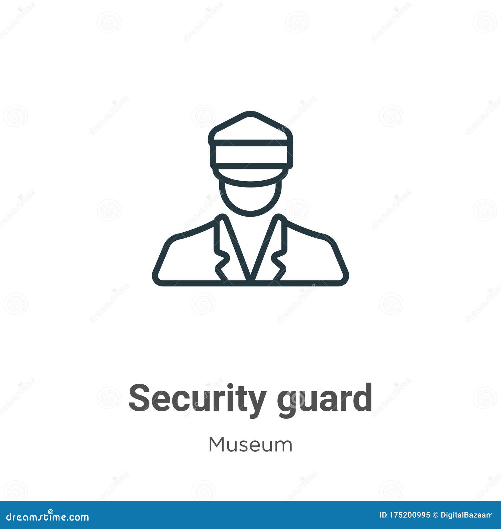 Security Guard Outline Vector Icon. Thin Line Black Security Guard Icon ...