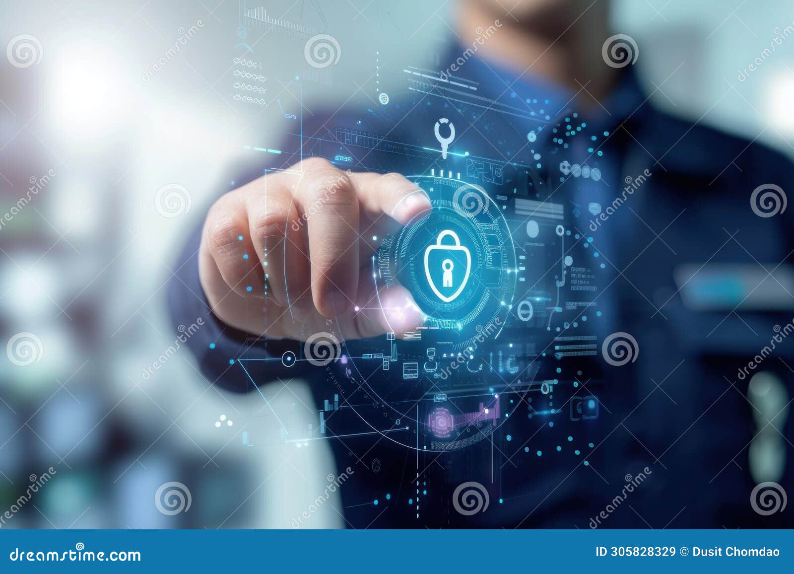 Security Guard Showing Safety System. Generative AI Stock Illustration ...