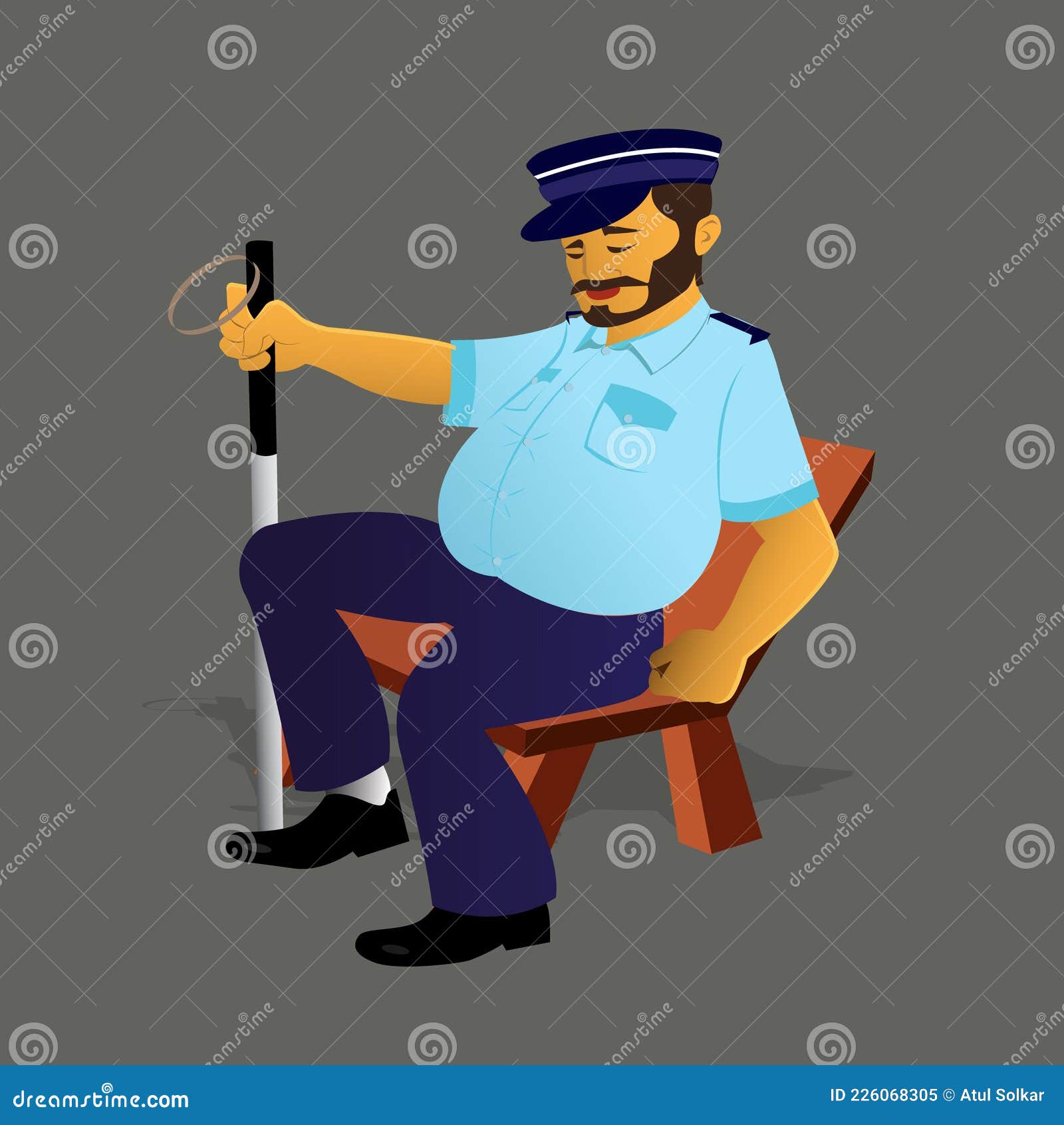 Security Guard Character in a Sitting Position Stock Vector ...