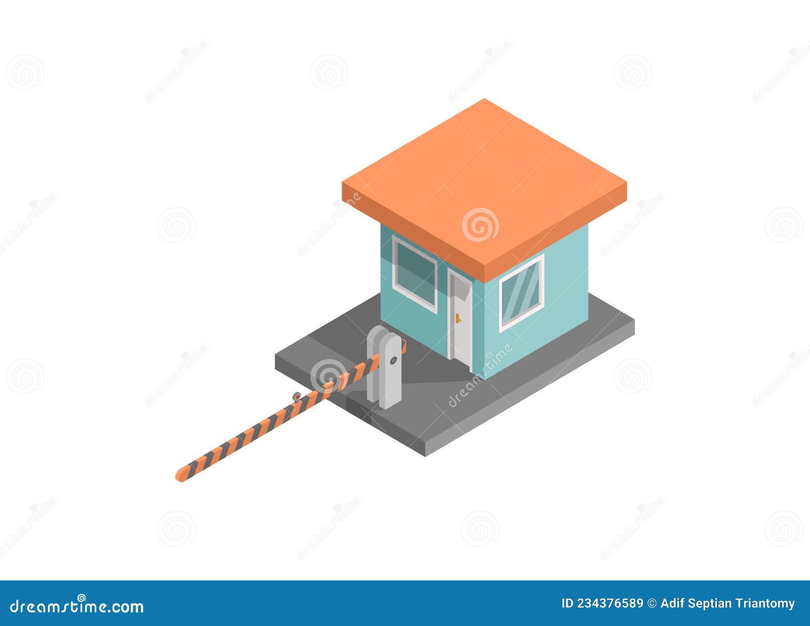 Security Guard Small Building in Isometric View. Simple Flat ...