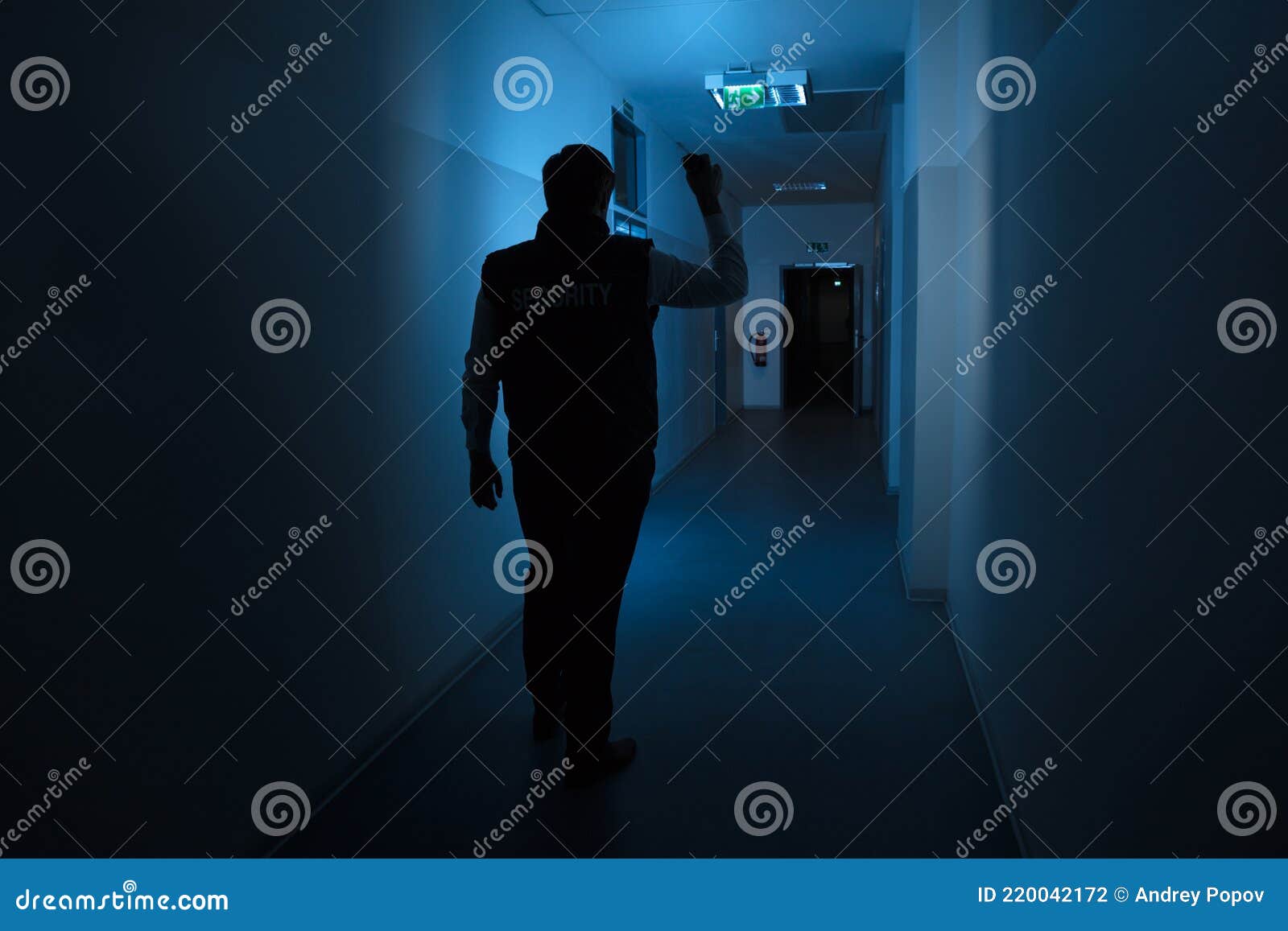 Security Guard Standing in Corridor of the Building Stock Photo - Image ...