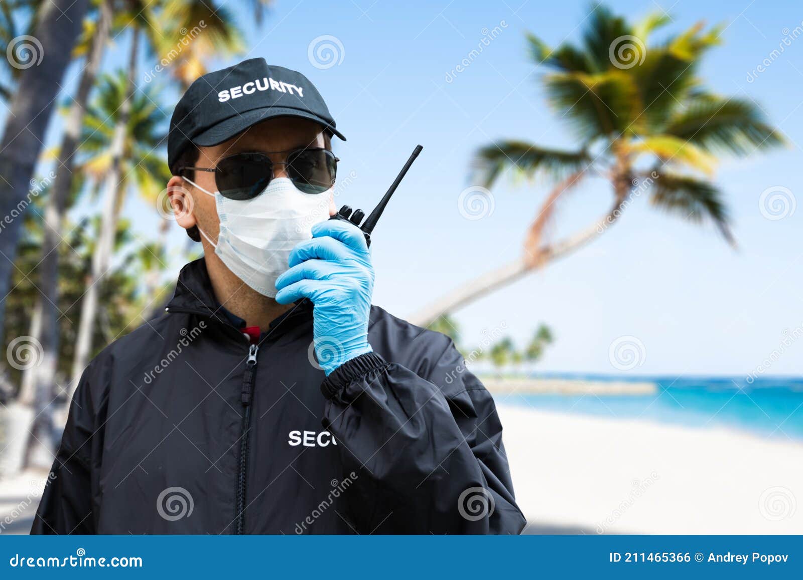 Security Guard Standing in Face Mask Stock Photo - Image of armed ...