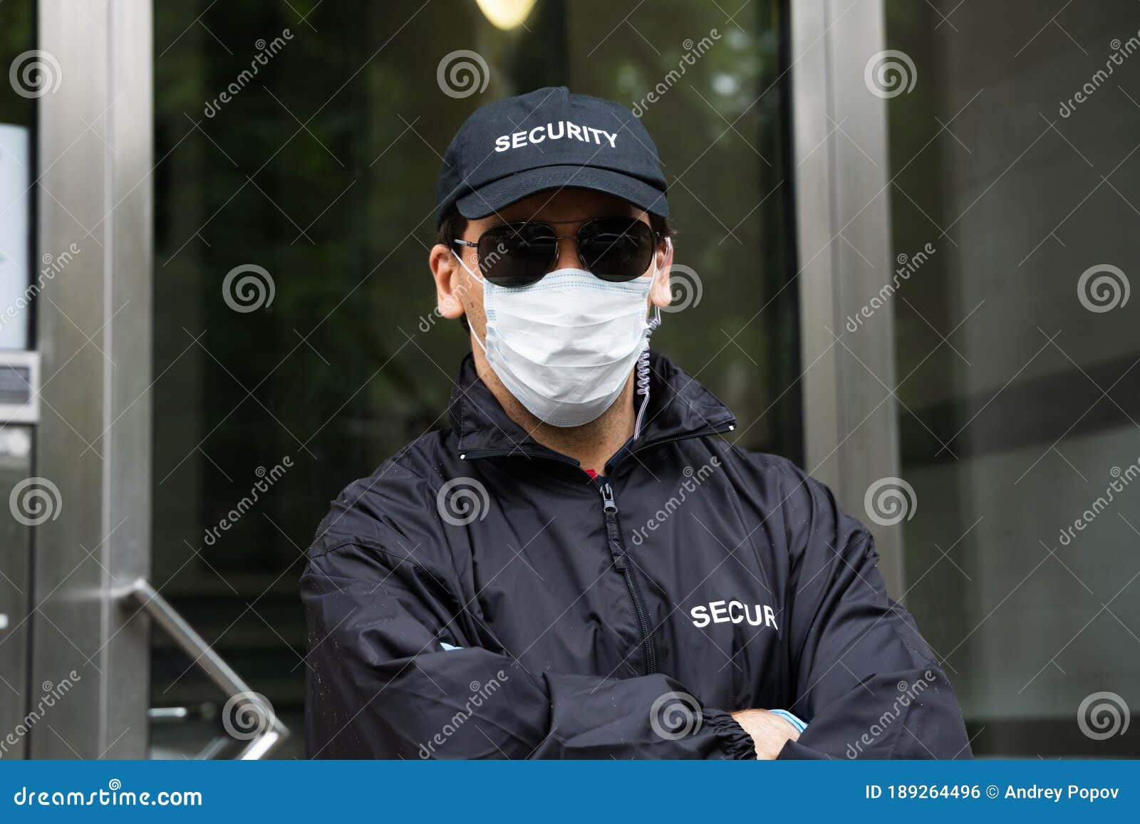 Security Guard Standing in Face Mask Stock Photo - Image of officer ...