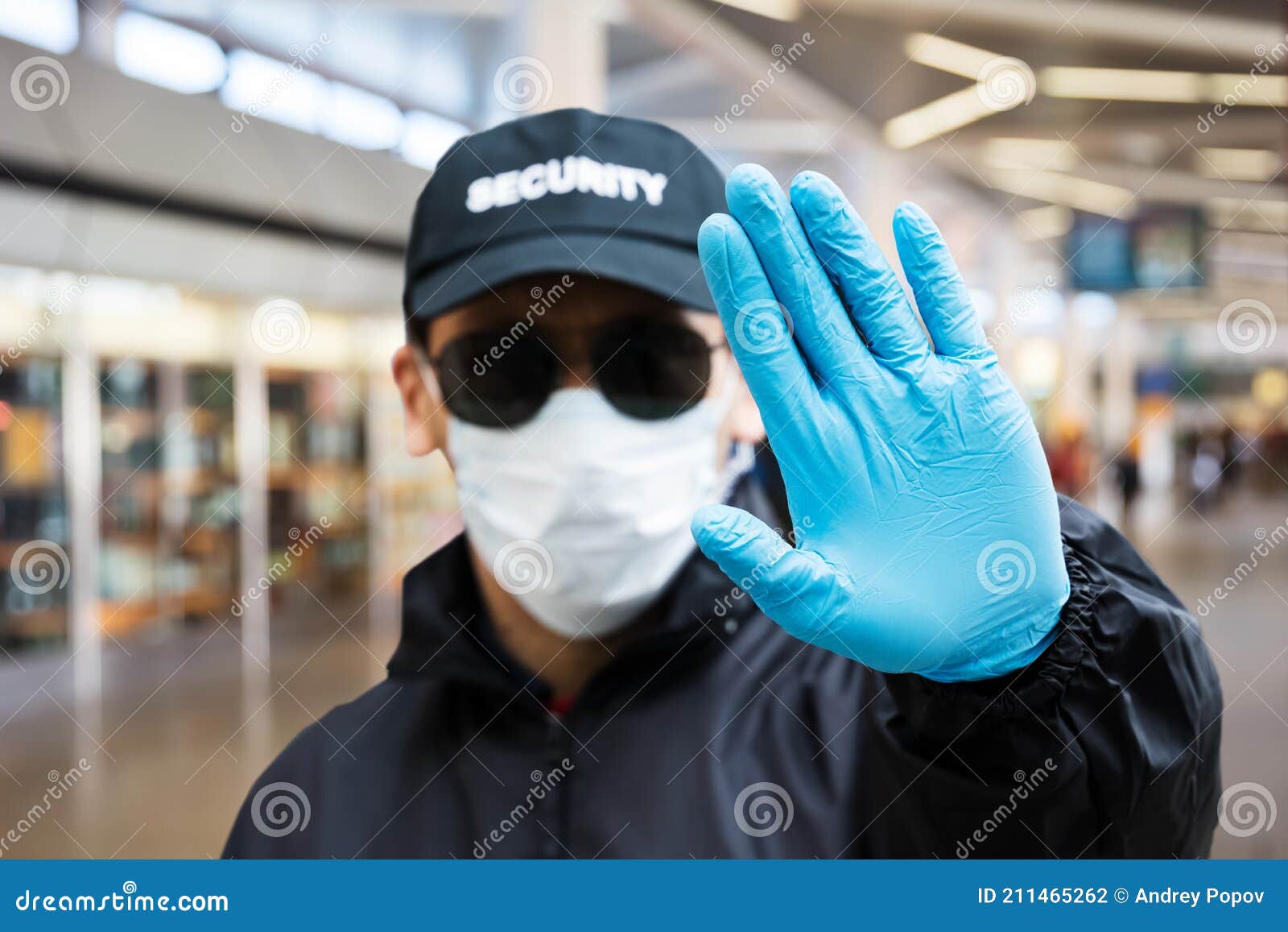 Security Guard Standing in Face Mask Stock Photo - Image of guards ...