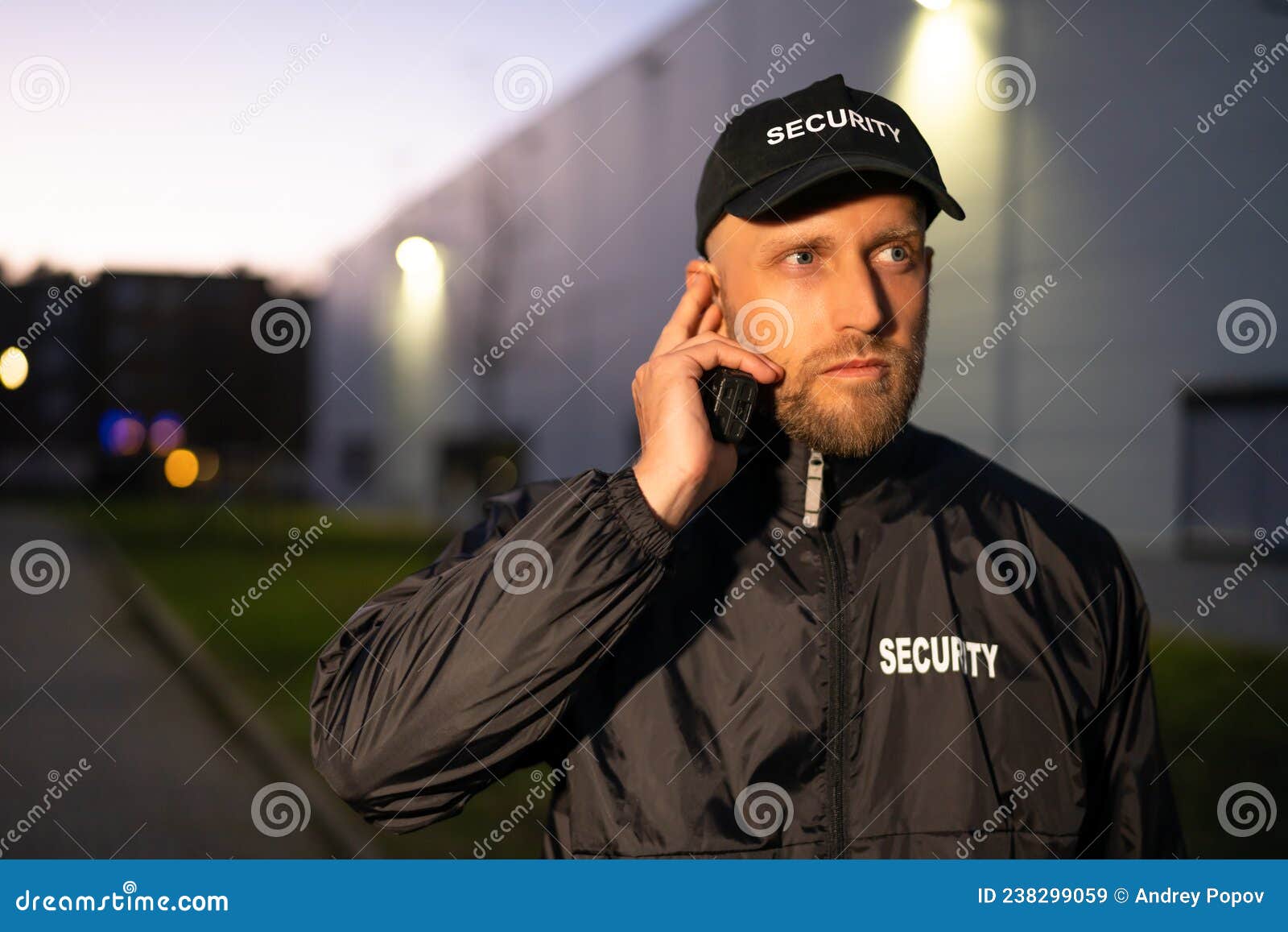 Security Guard Standing in Front of Building Stock Image - Image of ...
