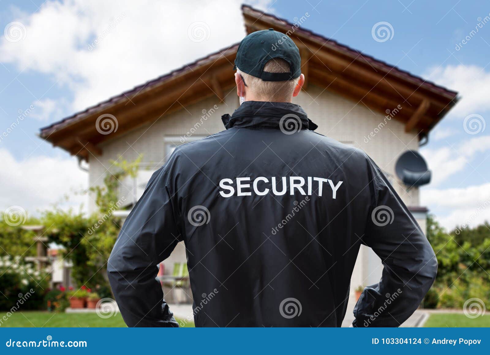 Security Guard Standing Outside the House Stock Photo - Image of duties ...
