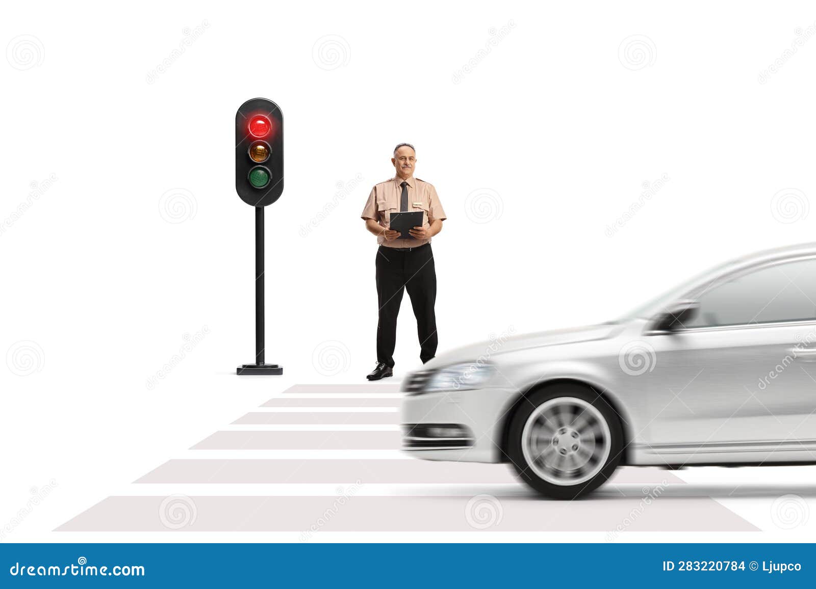 Security Guard Standing at Traffic Lights Stock Photo - Image of single ...