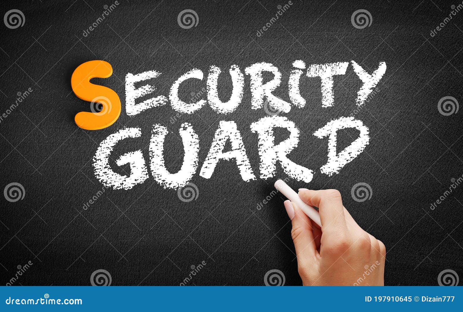 Security Guard Text on Blackboard Stock Image - Image of chalk, officer ...