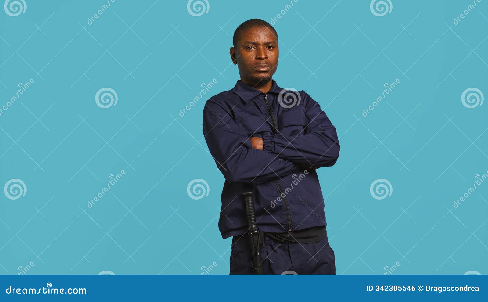 Portrait of Menacing Security Guard in Threatening Pose Stock Photo ...