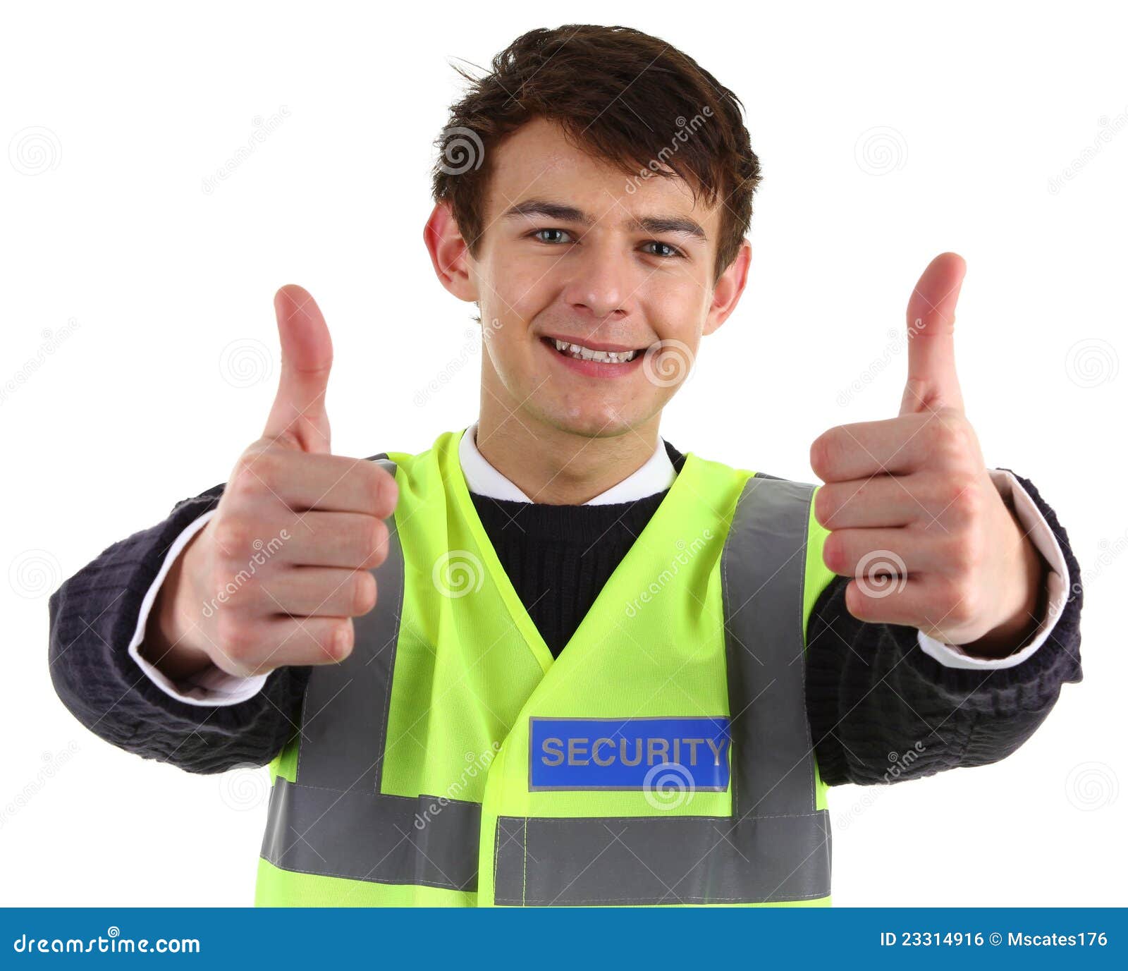 Security Guard with a Thumbs Up Sign Stock Photo - Image of shirt, pose ...