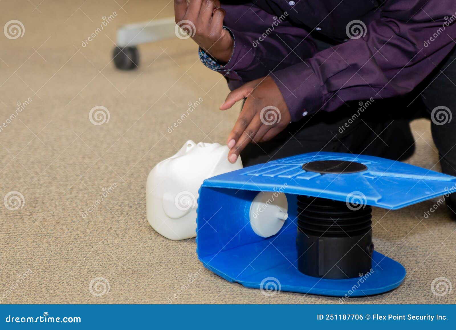 Security Guard Training for CPR First Aid with the AED. Stock Photo ...