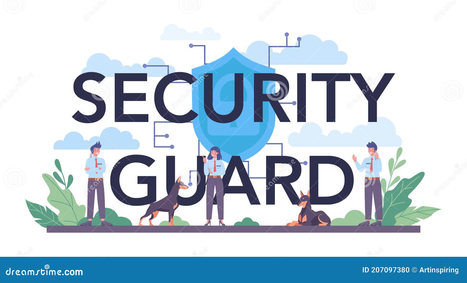 Security Guard Typographic Header. Surveillance and Ptrotection Stock ...