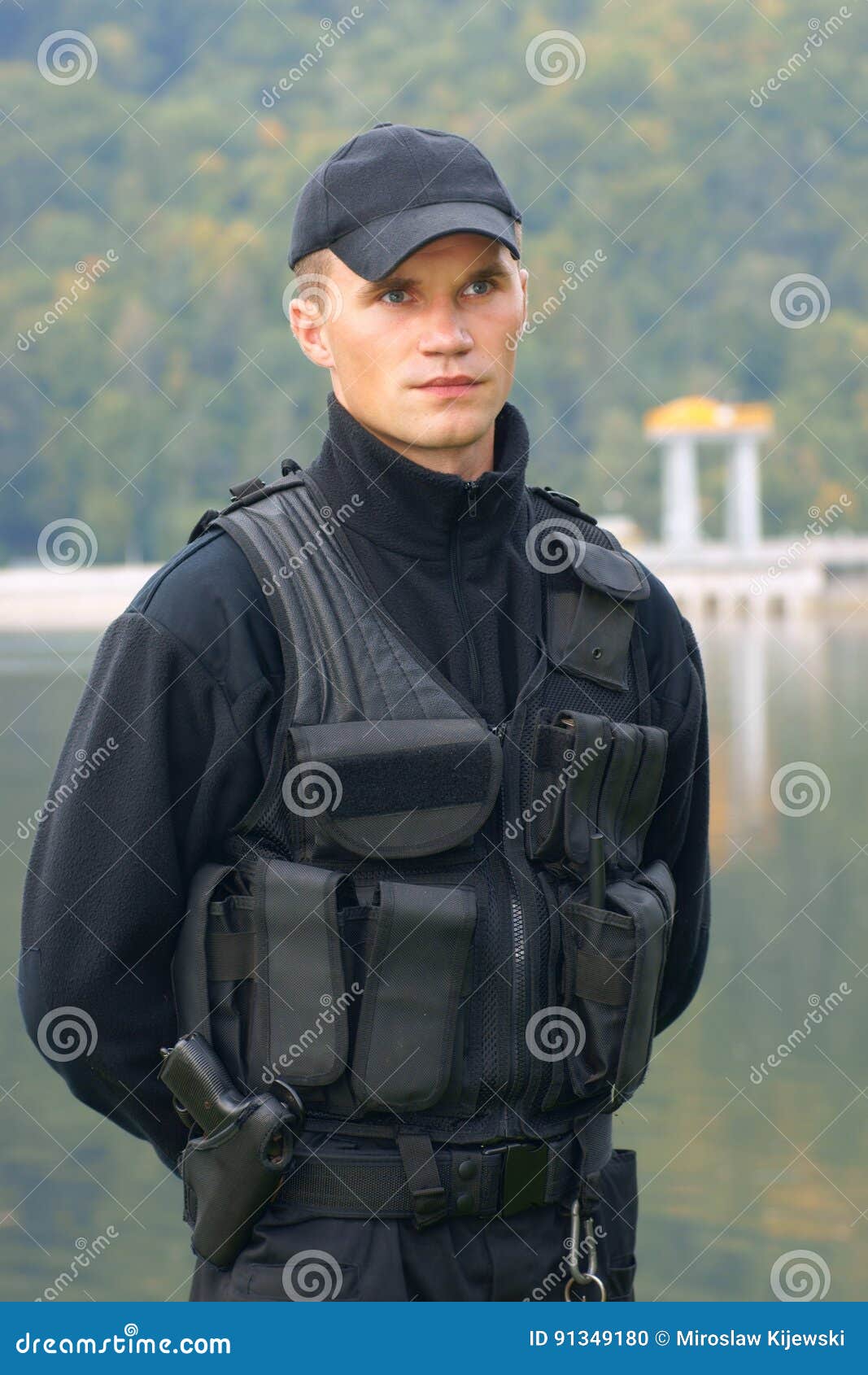 Security Guard in Uniform and Armed Stock Photo - Image of guard ...