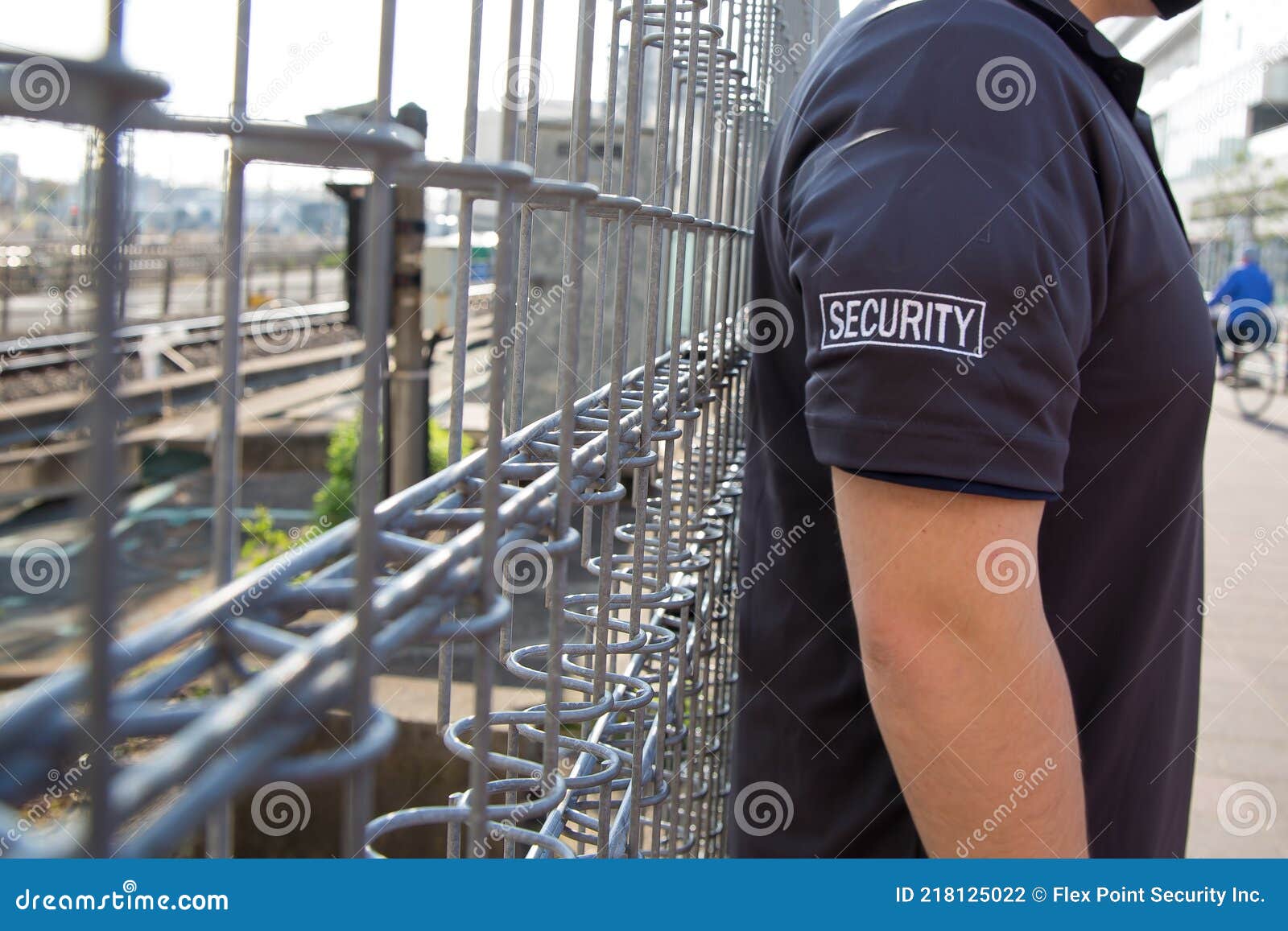 Security Guard in Uniform Patrolling a Residential Area Stock Photo ...