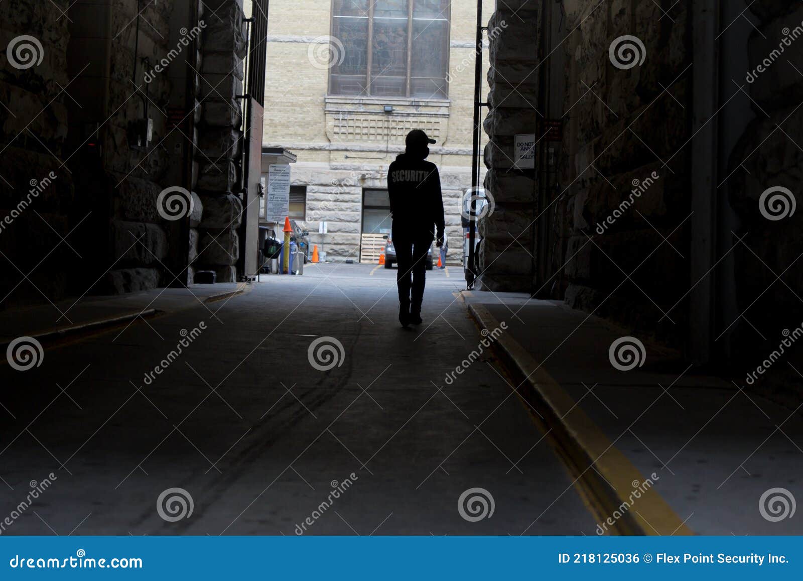 Security Guard in Uniform Patrolling Residential Area Stock Photo ...