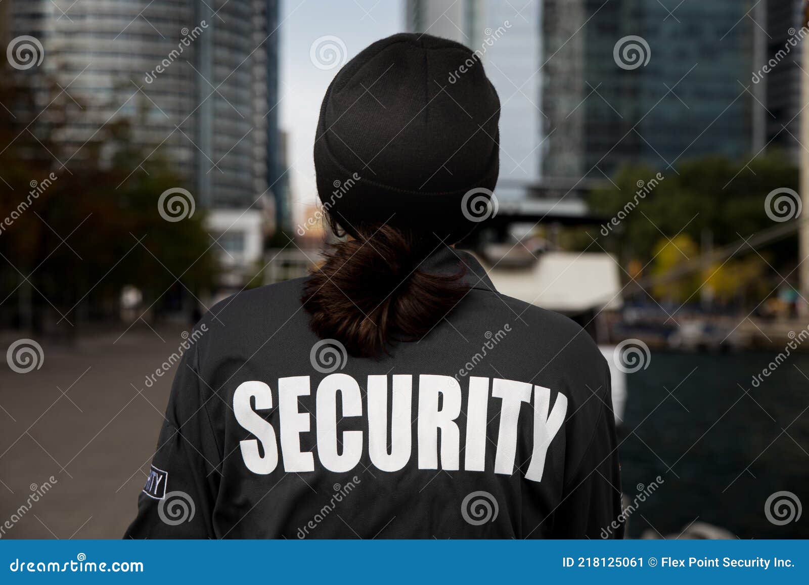 Security Guard in Uniform Patrolling Residential Area Stock Image ...