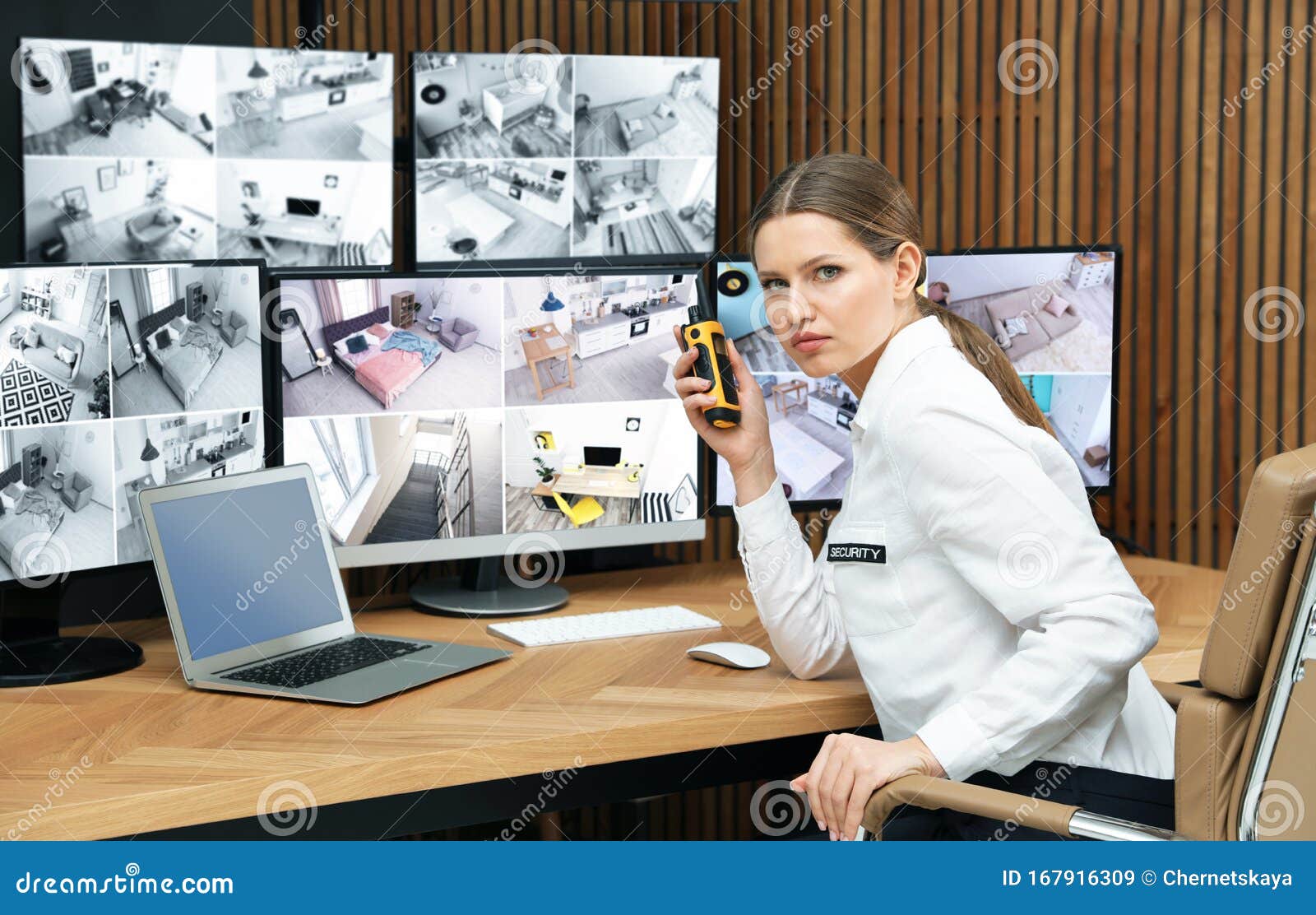 Security Guard Using Portable Transmitter Stock Image - Image of ...