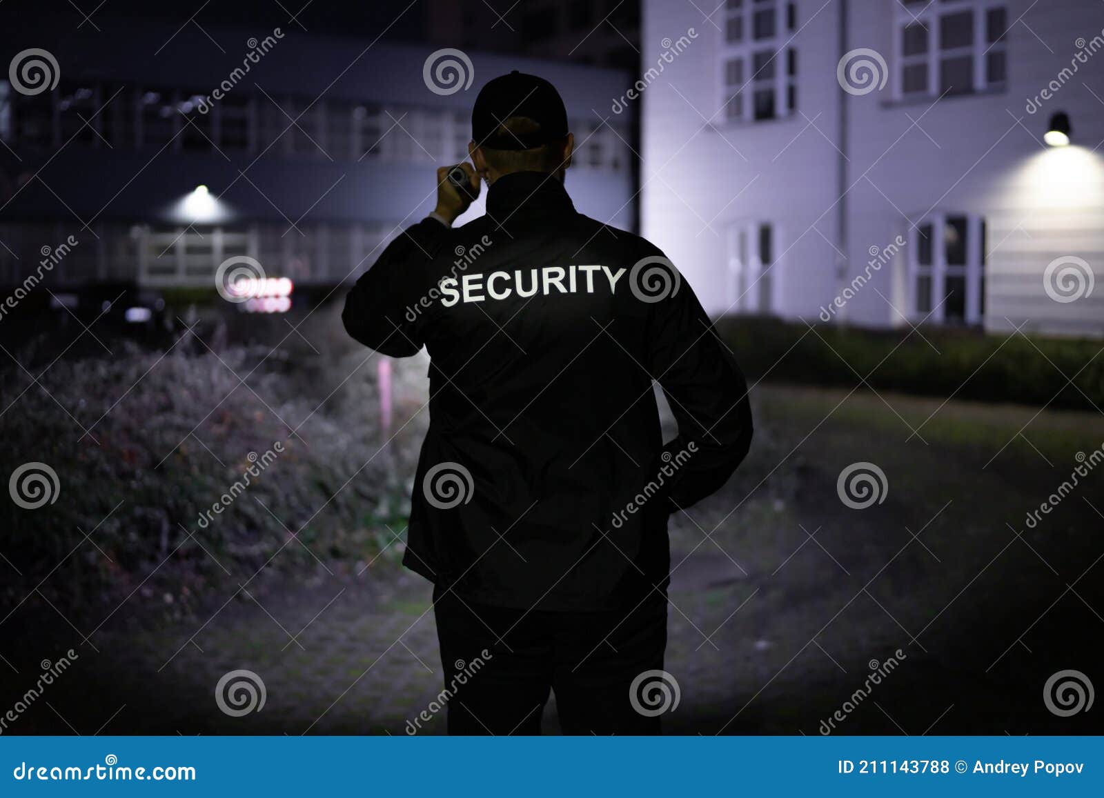 Security Guard Walking Building Perimeter Stock Photo - Image of people ...