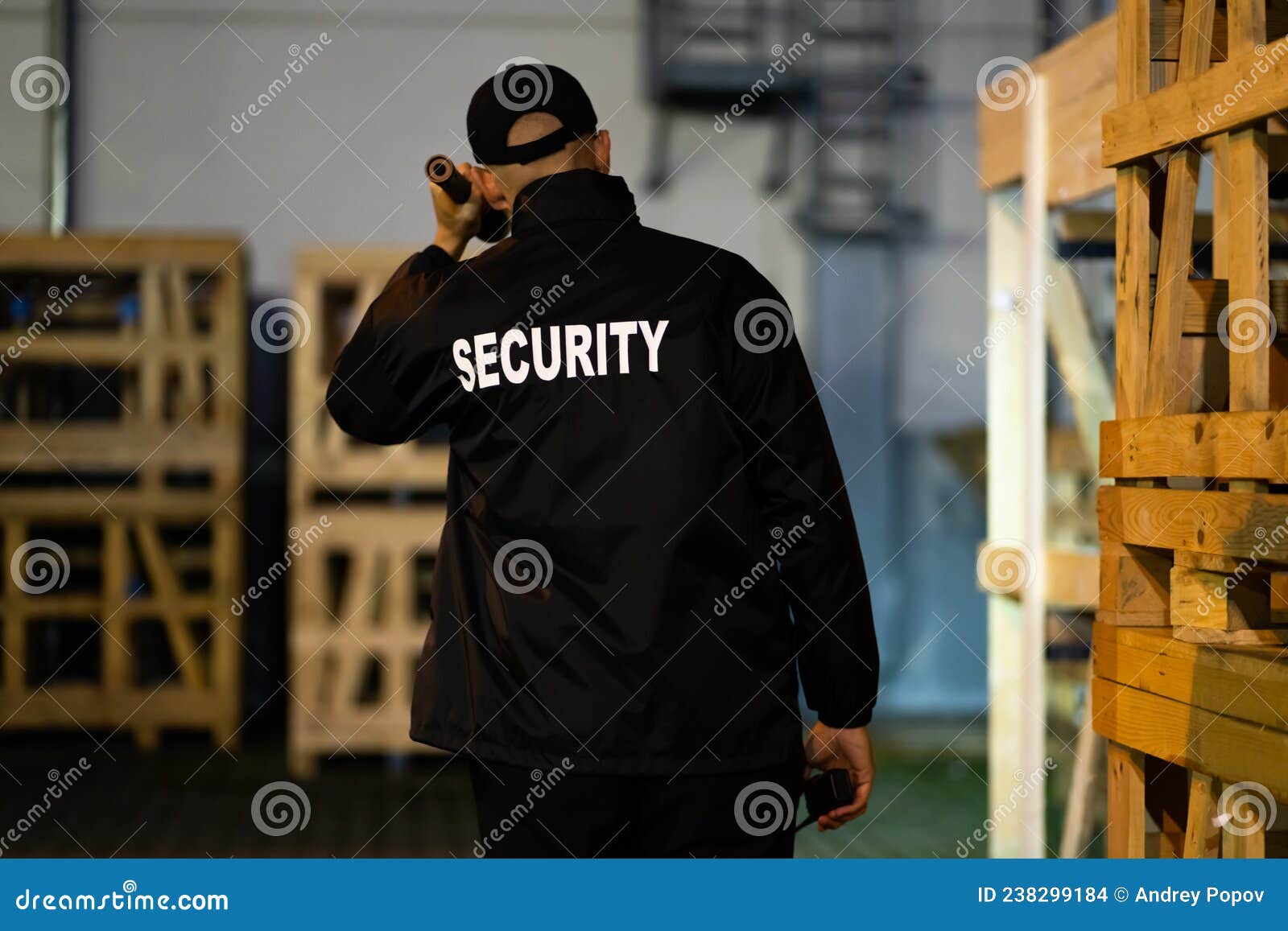 Security Guard Walking Building Perimeter Stock Photo - Image of ...