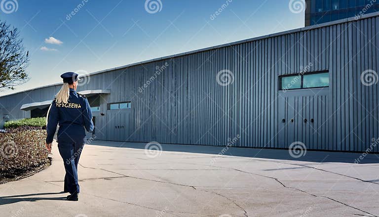 Security Guard Walking Building Perimeter Stock Image - Image of ...