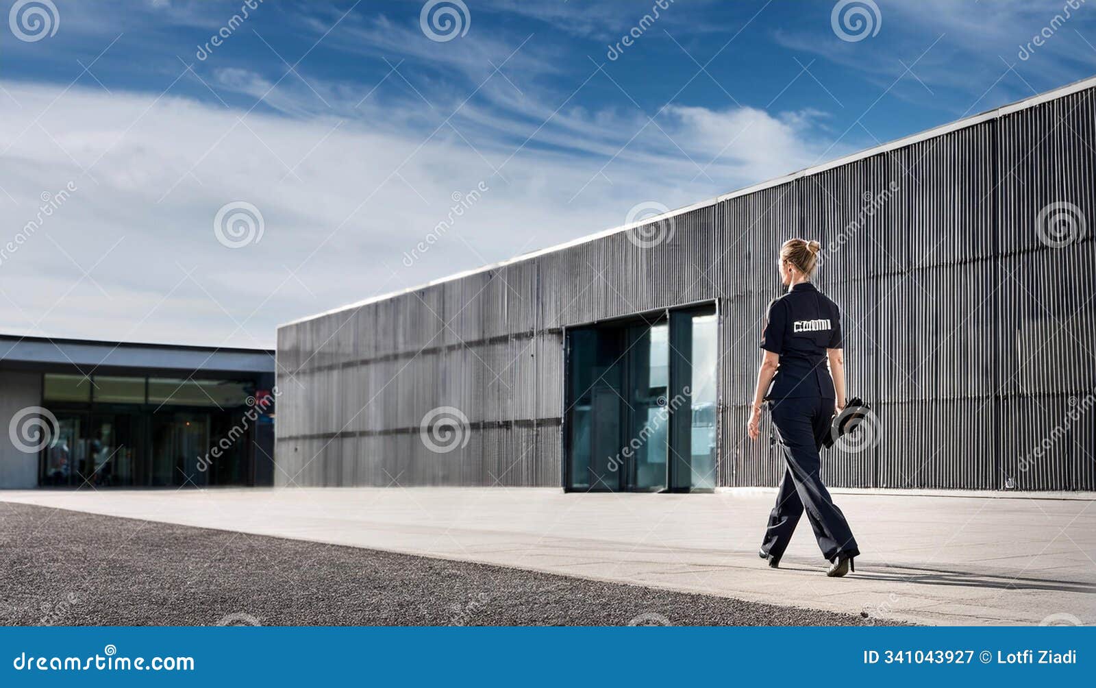 Security Guard Walking Building Perimeter Stock Image - Image of ...