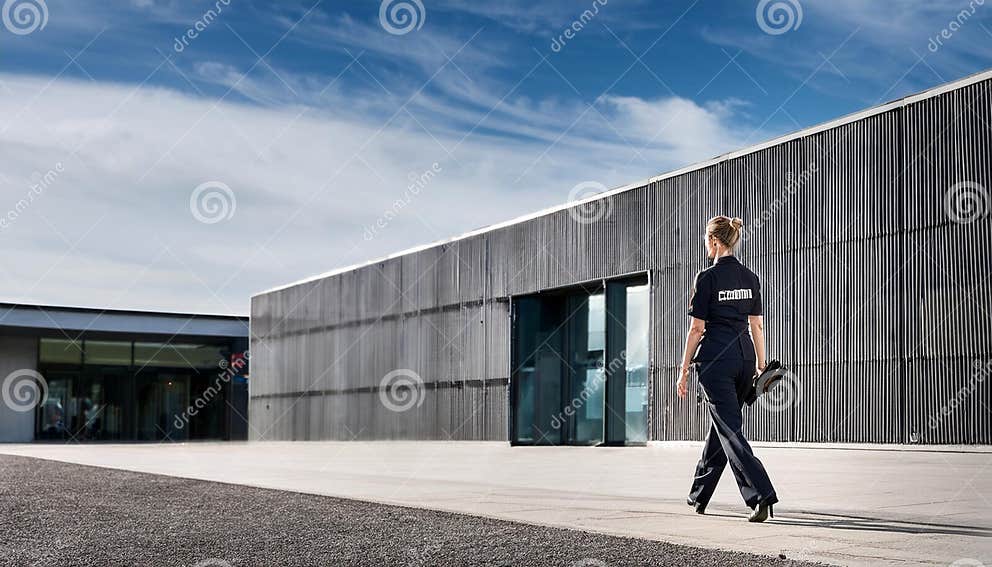 Security Guard Walking Building Perimeter Stock Image - Image of ...