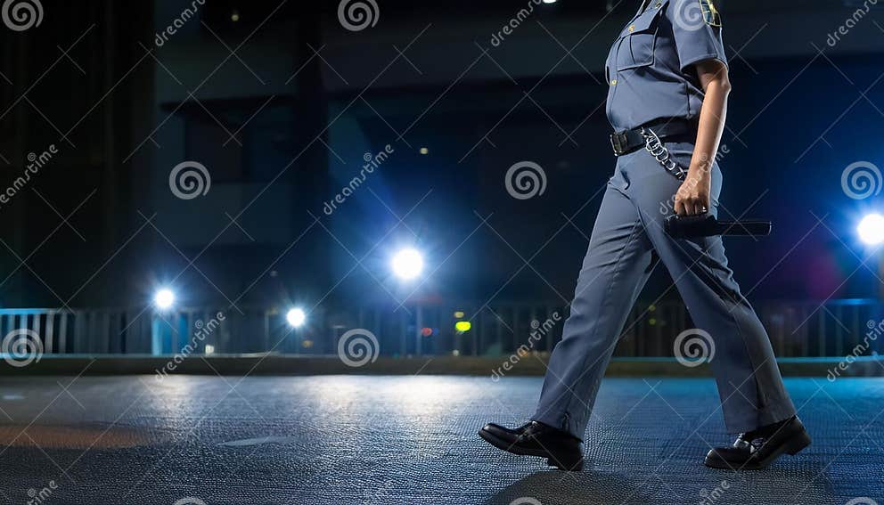 Security Guard Walking Building Perimeter Stock Photo - Image of ...