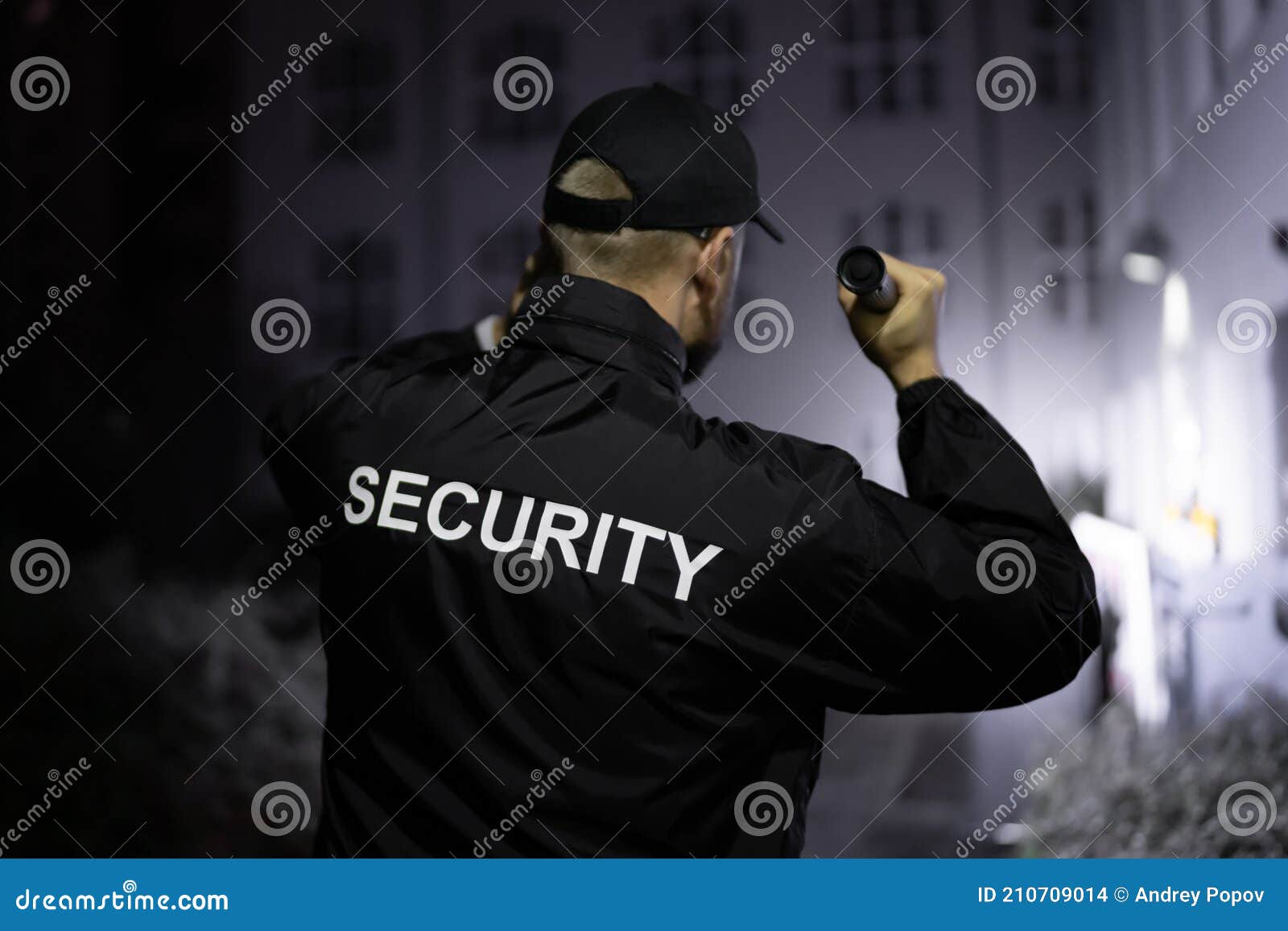 Security Guard Walking Building Perimeter Stock Photo - Image of male ...