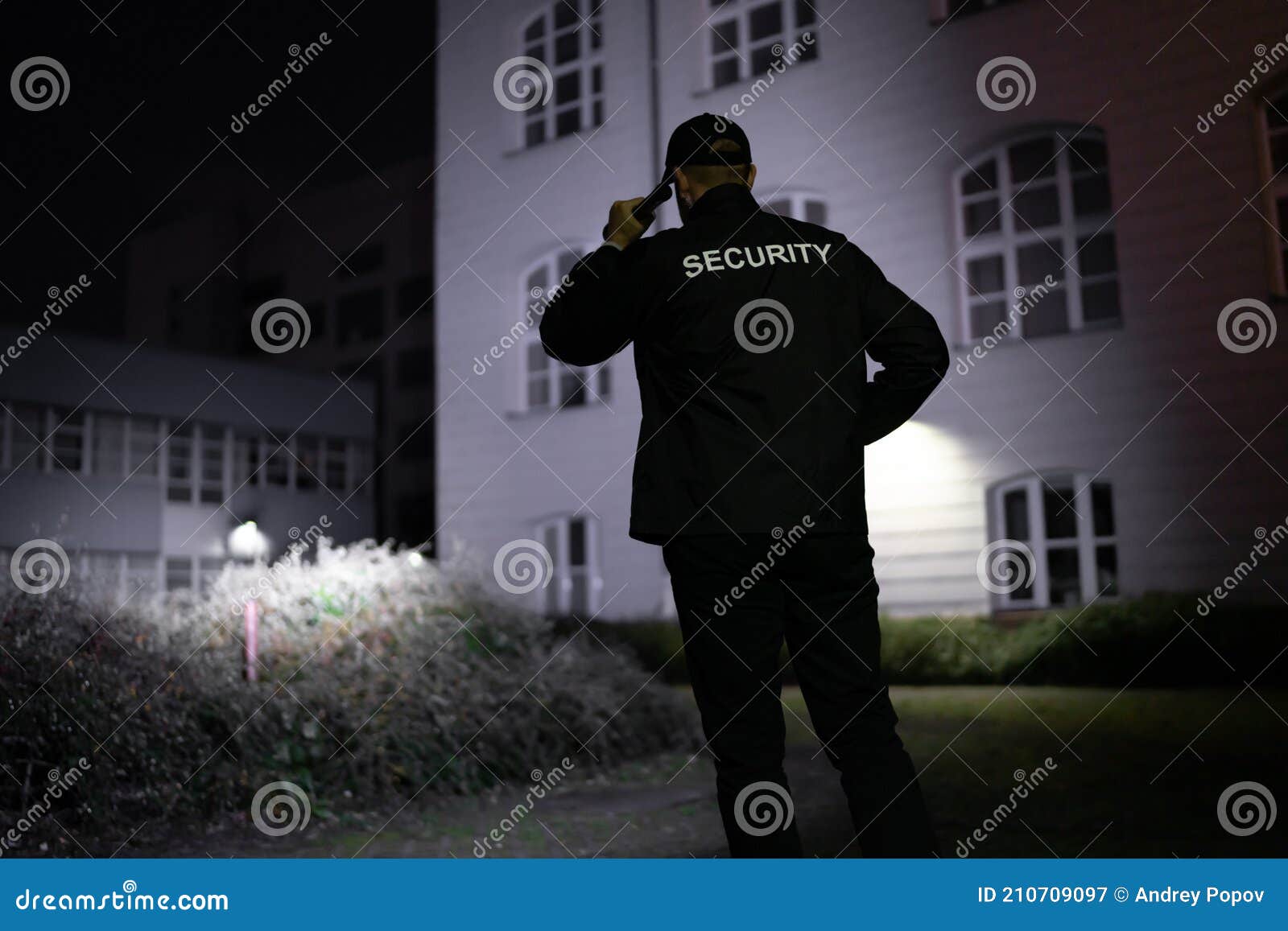 Security Guard Walking Building Perimeter Stock Image - Image of guard ...