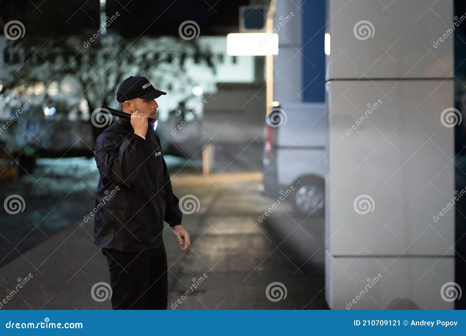 Security Guard Walking Building Perimeter Stock Image - Image of crime ...