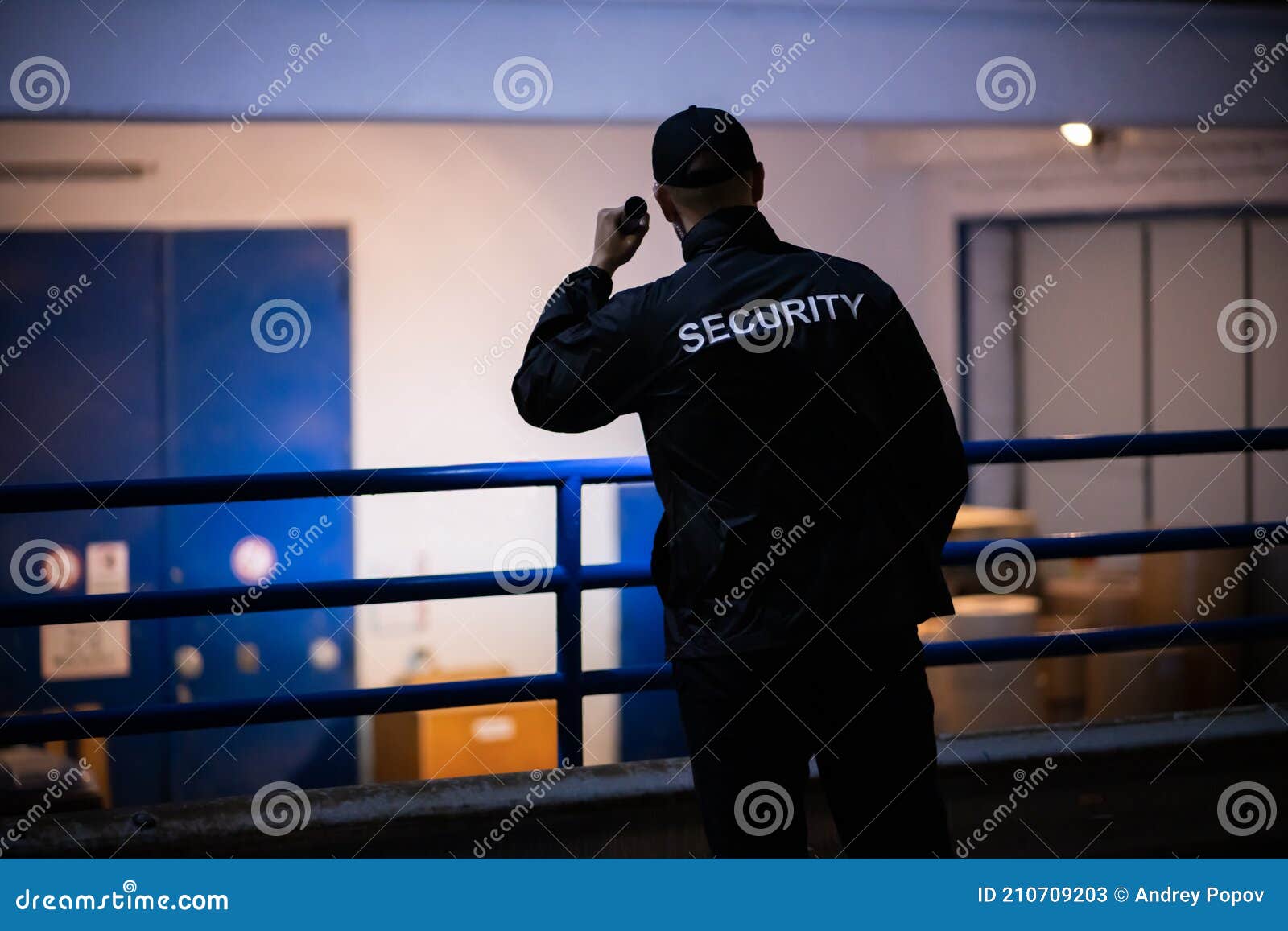 Security Guard Walking Building Perimeter Stock Image - Image of ...
