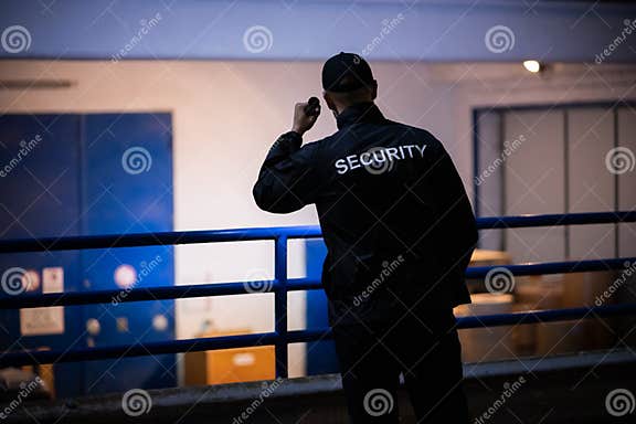 Security Guard Walking Building Perimeter Stock Image - Image of ...
