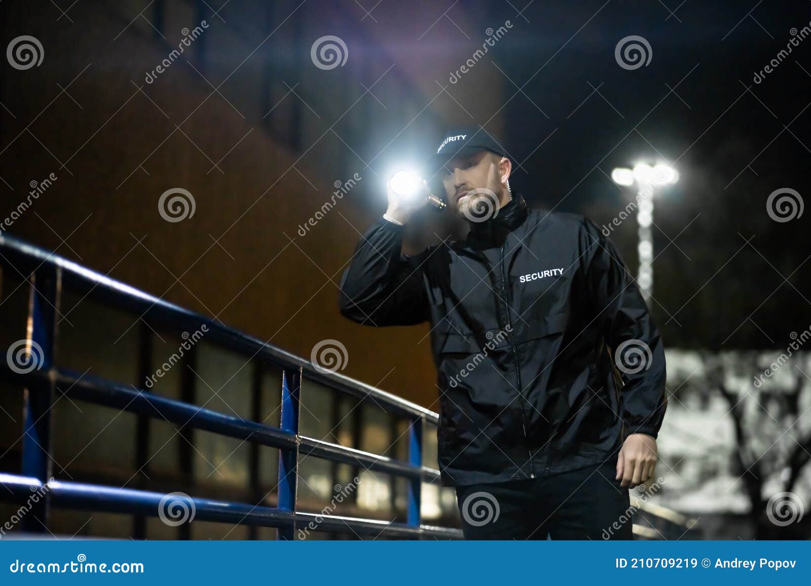 Security Guard Walking Building Perimeter Stock Image - Image of ...