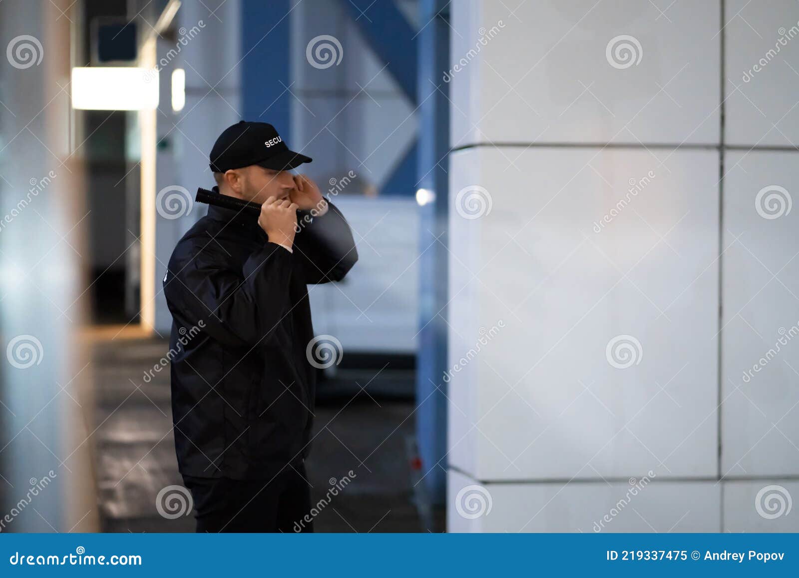 Security Guard Walking Building Perimeter Stock Image - Image of safety ...