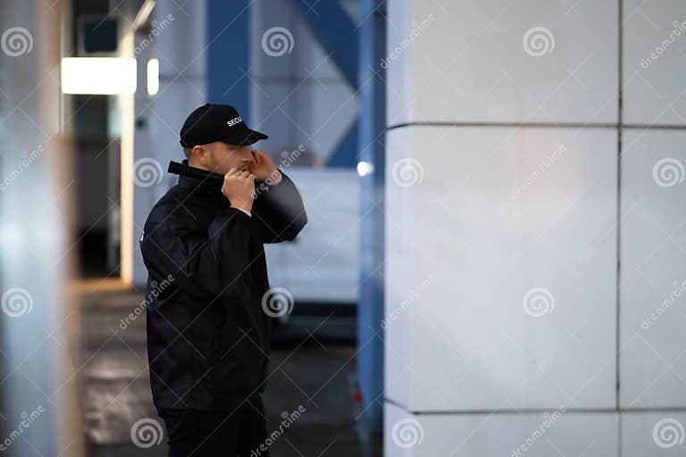 Security Guard Walking Building Perimeter Stock Image - Image of safety ...
