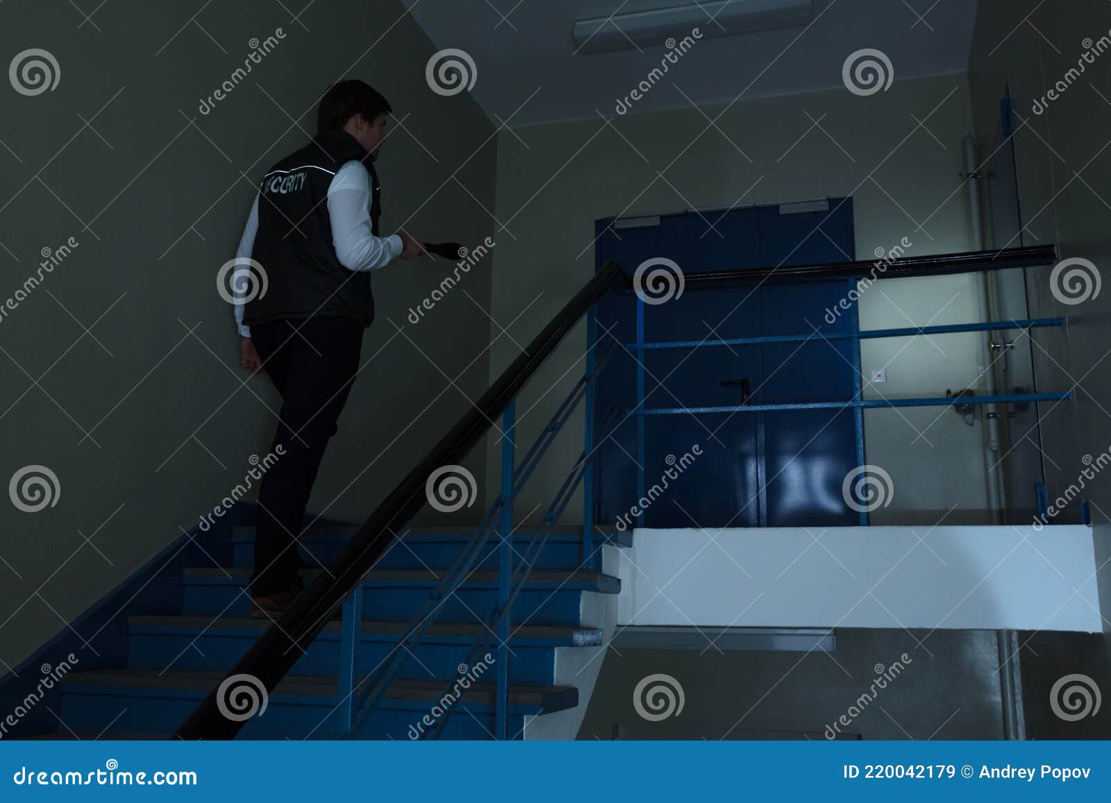 Security Guard Walking on Stairway Stock Image - Image of bodyguard ...