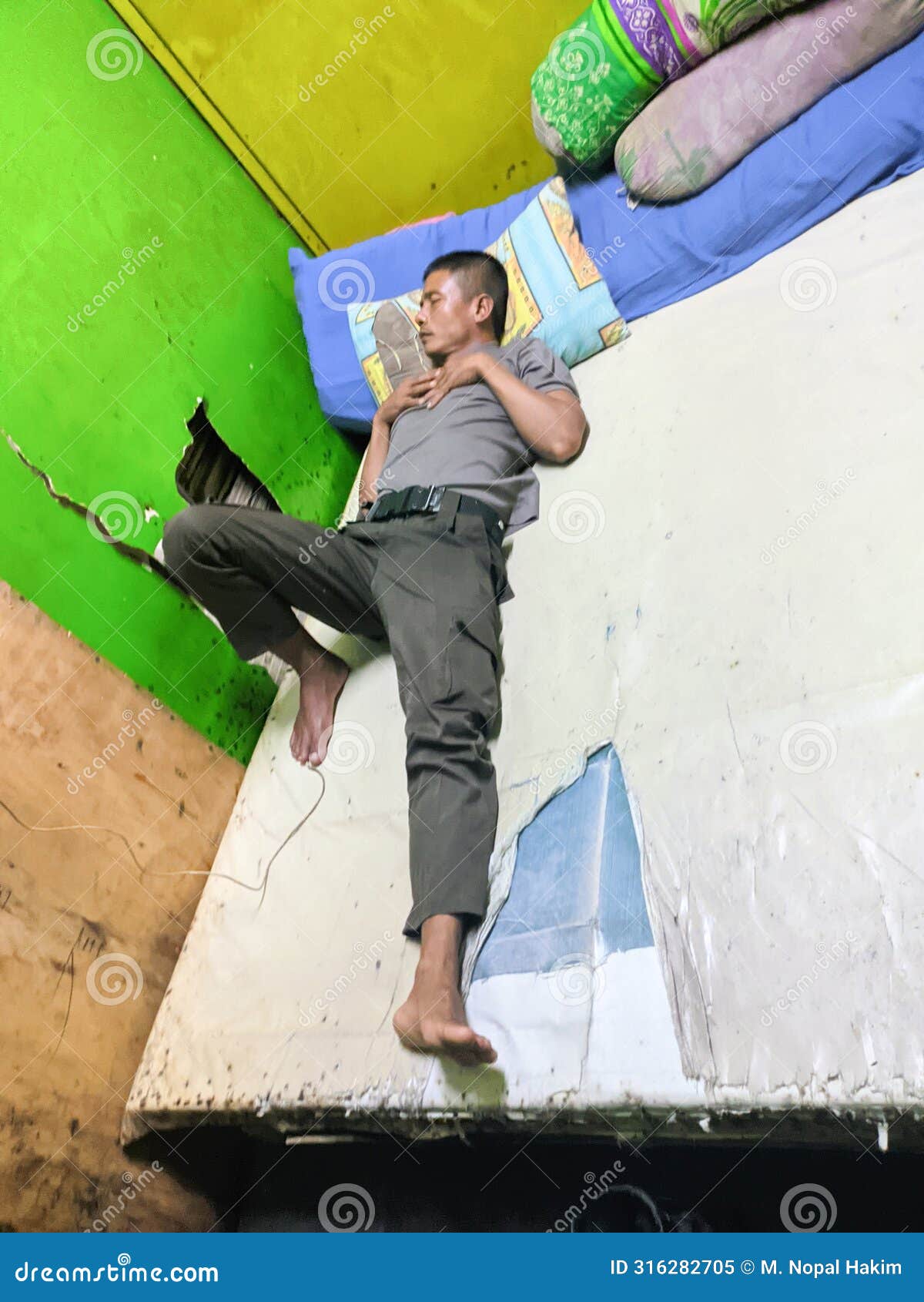 A Security Guard Was Taking a Nap Stock Image - Image of breaktime ...