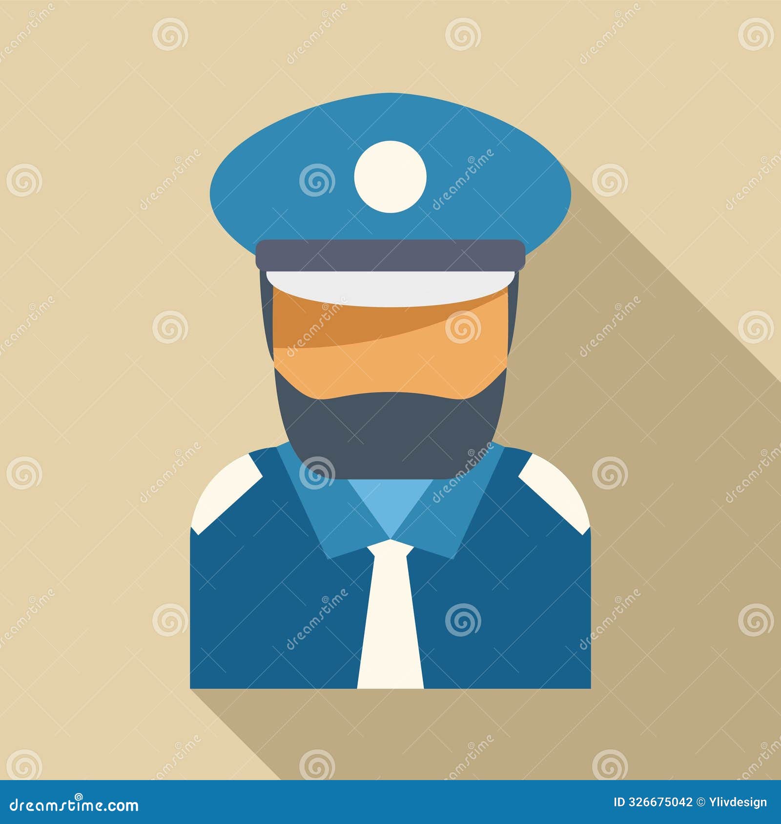 Security Guard Wearing Blue Uniform and Hat with Long Shadow Stock ...