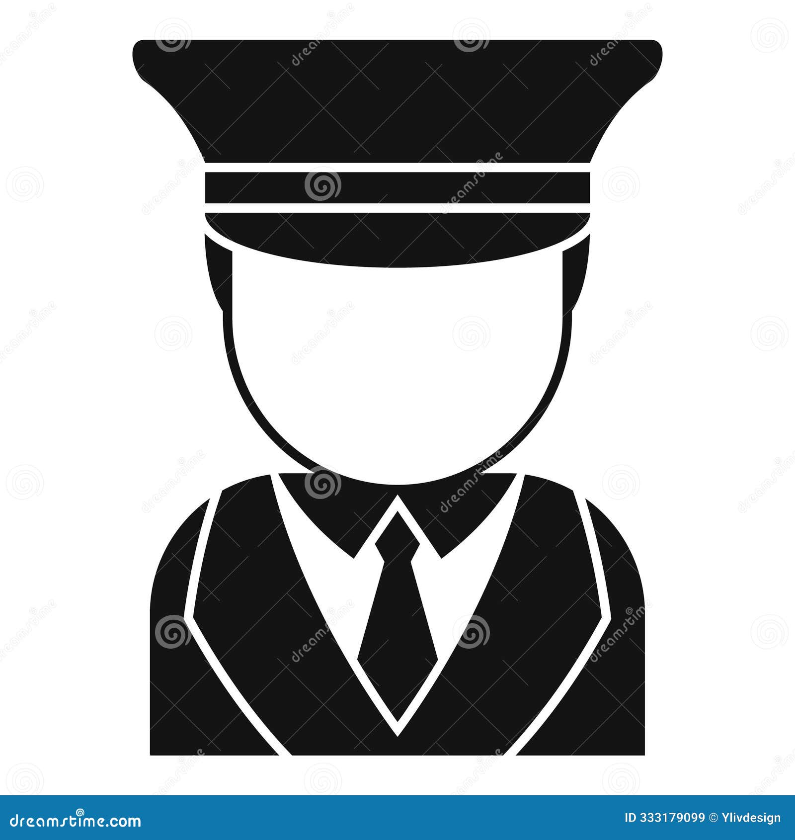 Security Guard Wearing Uniform with Tie and Hat Icon Stock Illustration ...