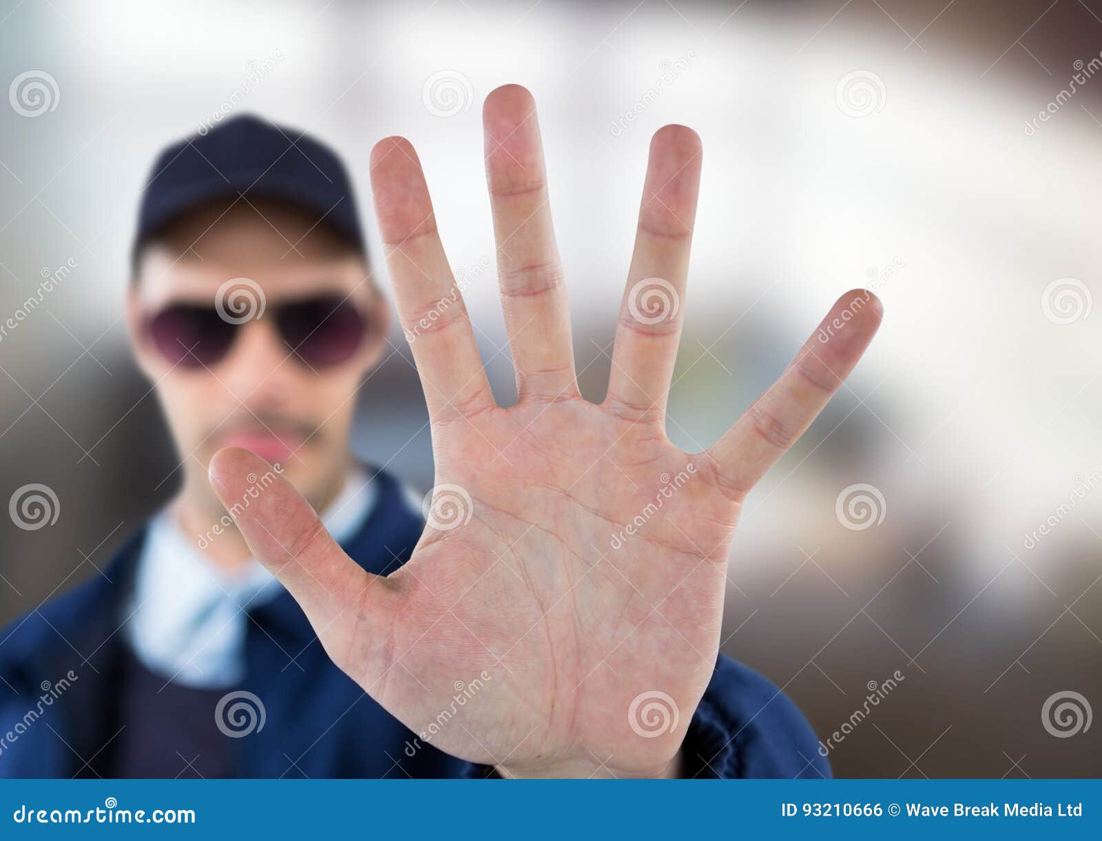 Security Guard Whit His Hand Up Saying Stop. Stock Photo - Image of ...