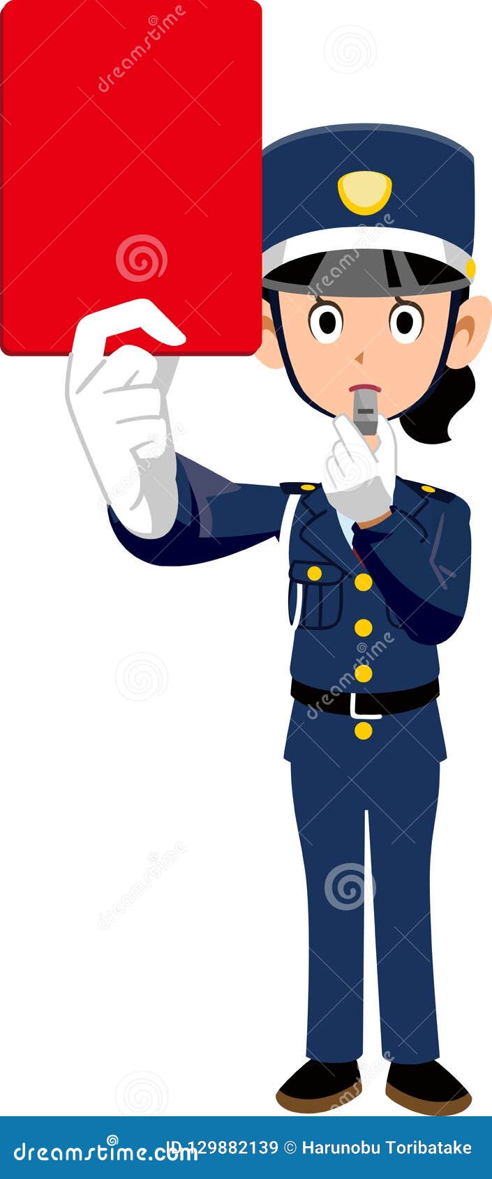 A Security Guard Who Shows a Red Card Stock Vector - Illustration of ...
