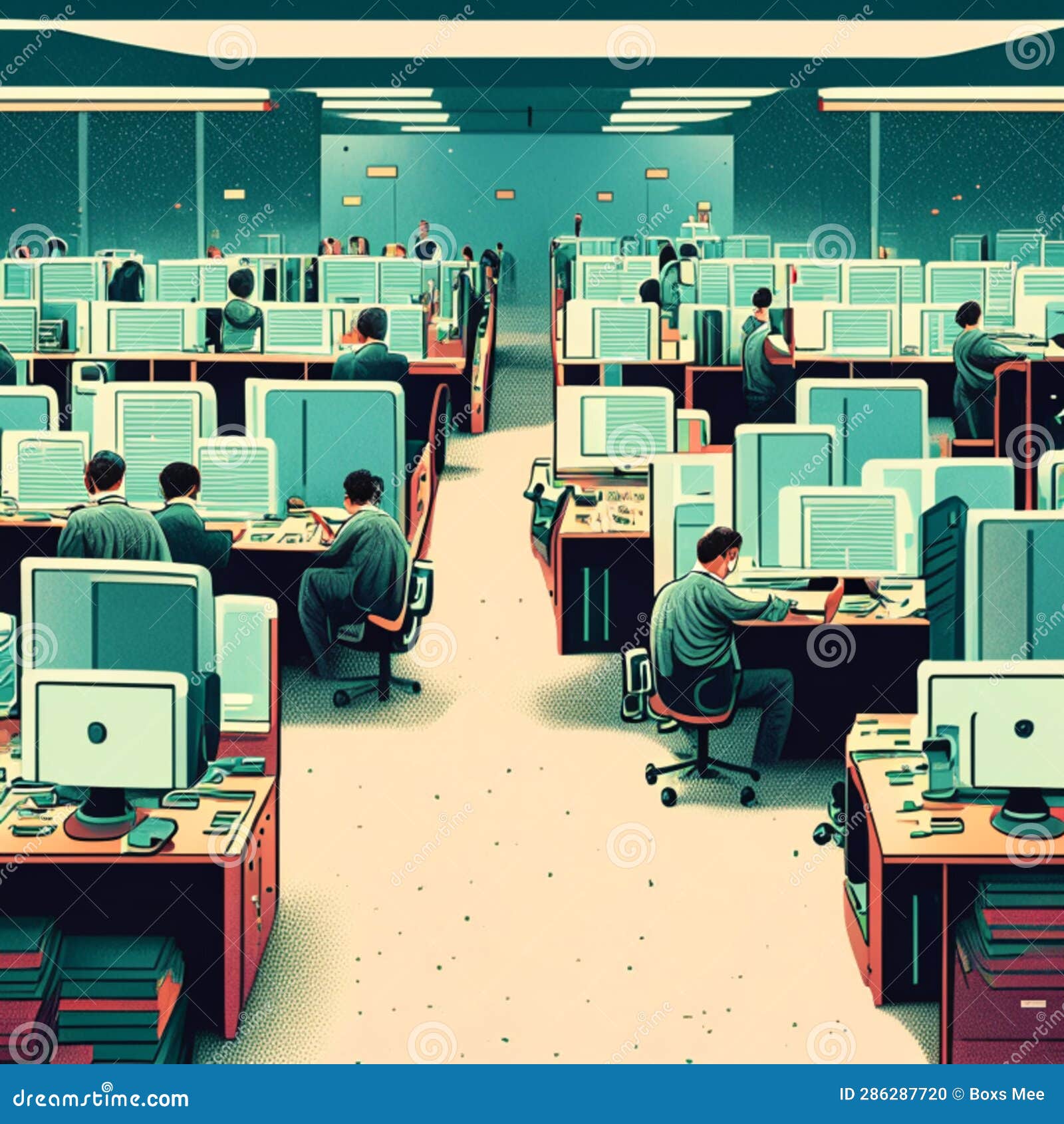 Security Guards in Surveillance Room. 3d Rendering, 3d Illustration ...