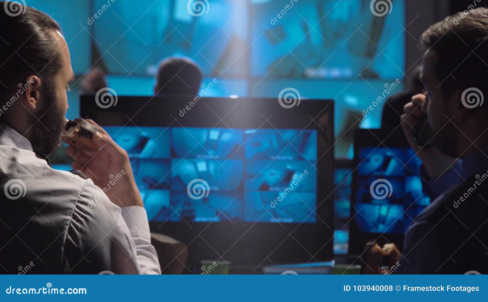 Security Guards Watching the Surveillance Cameras Stock Photo - Image ...