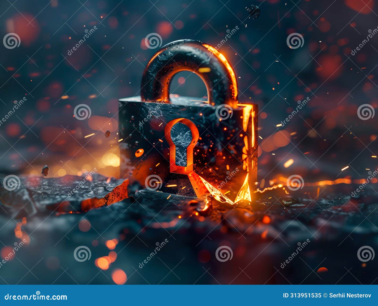 Security Hacking, Security Breach, Data Loss, Cyber Threat Stock Image ...