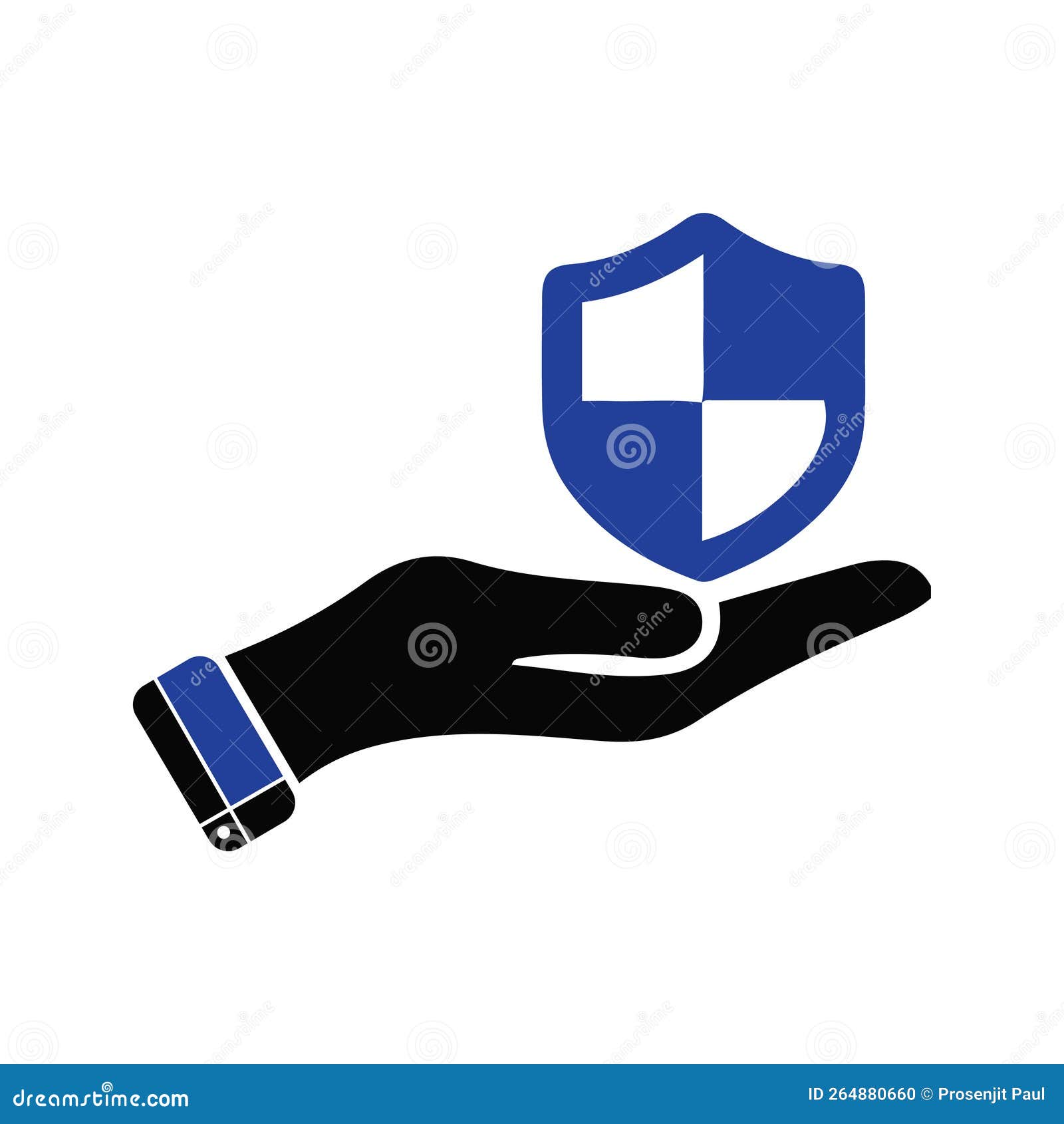 Security on hand icon stock vector. Illustration of security - 264880660
